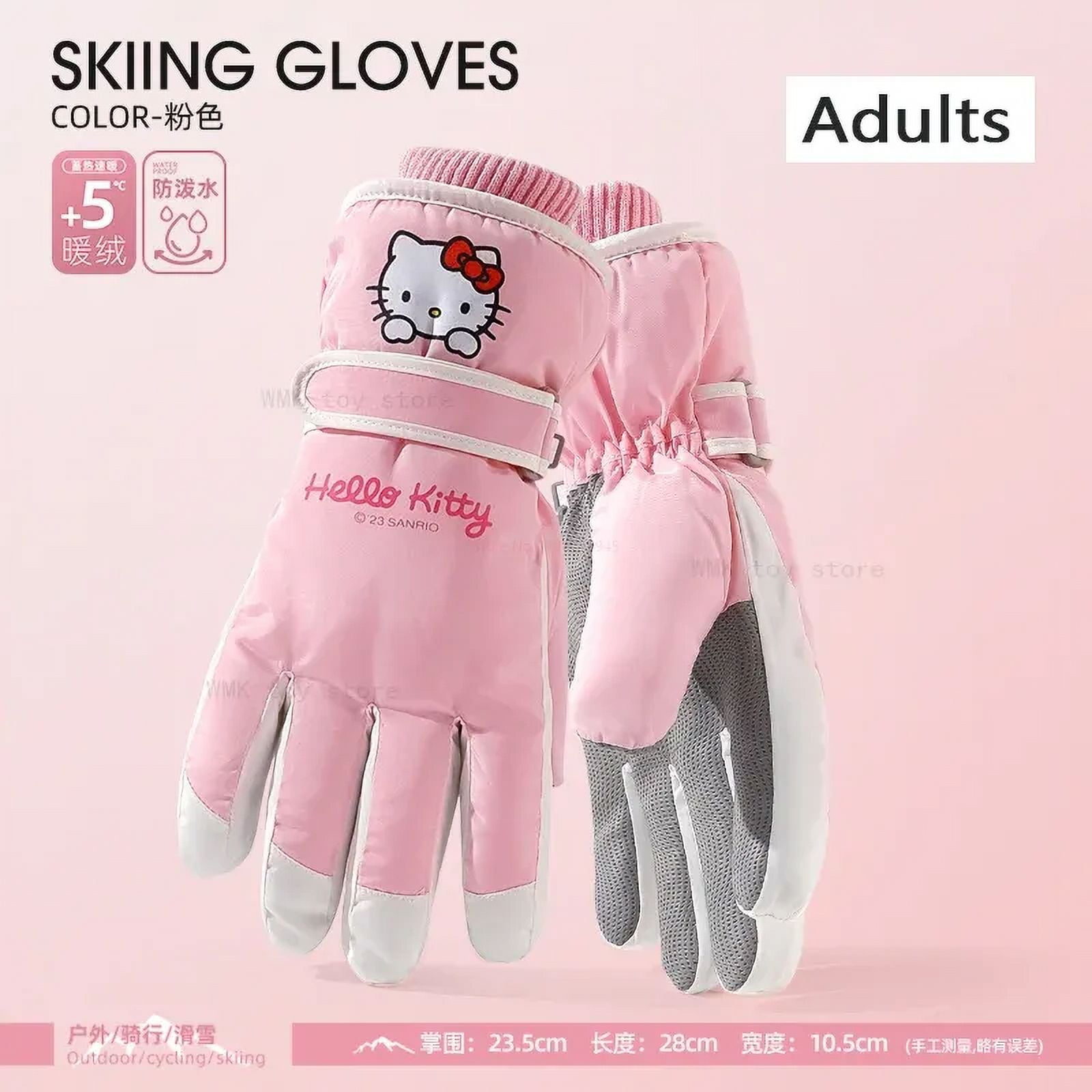 Cartoon Sanrio Hello Kitty Ski Riding Kawaii Girls Outdoor Warm Glove ...