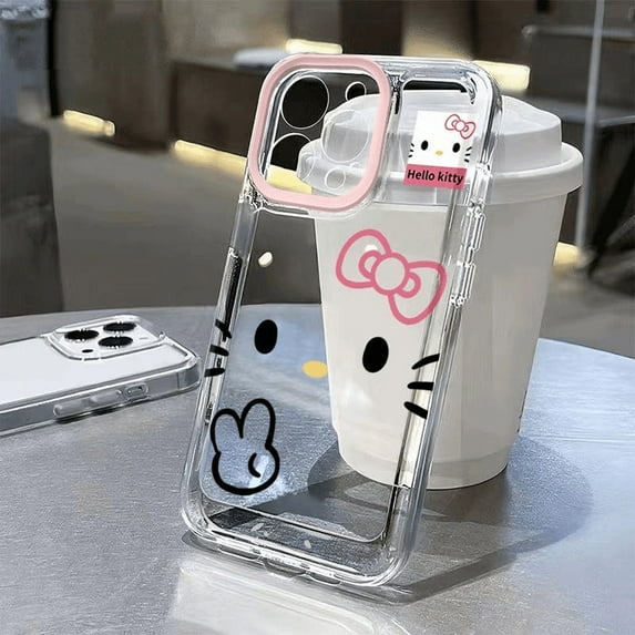 Cartoon Sanrio Hello Kitty Transparent Silicone Phone Case for iPhone 17 Pro Max 16 Plus 15 Pro ...