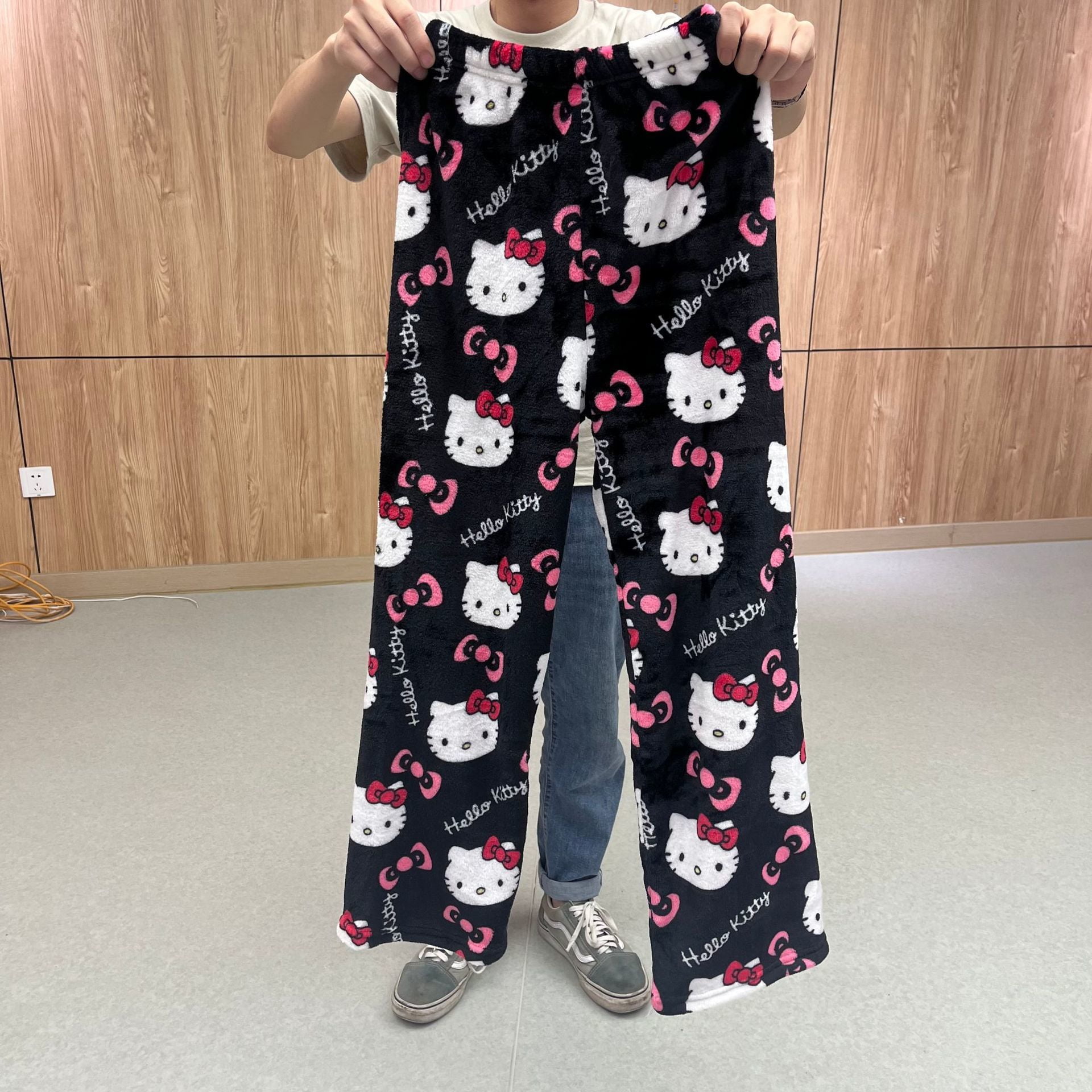 Cartoon Sanrio Hellokitty Cute Fluffy Flannel Sleep Bottoms Women's ...