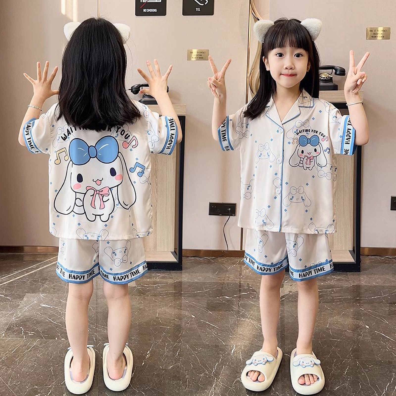 Cartoon Sanrio My Melody Kids Pajama Set Cute Girls Anime Cardigan Long ...