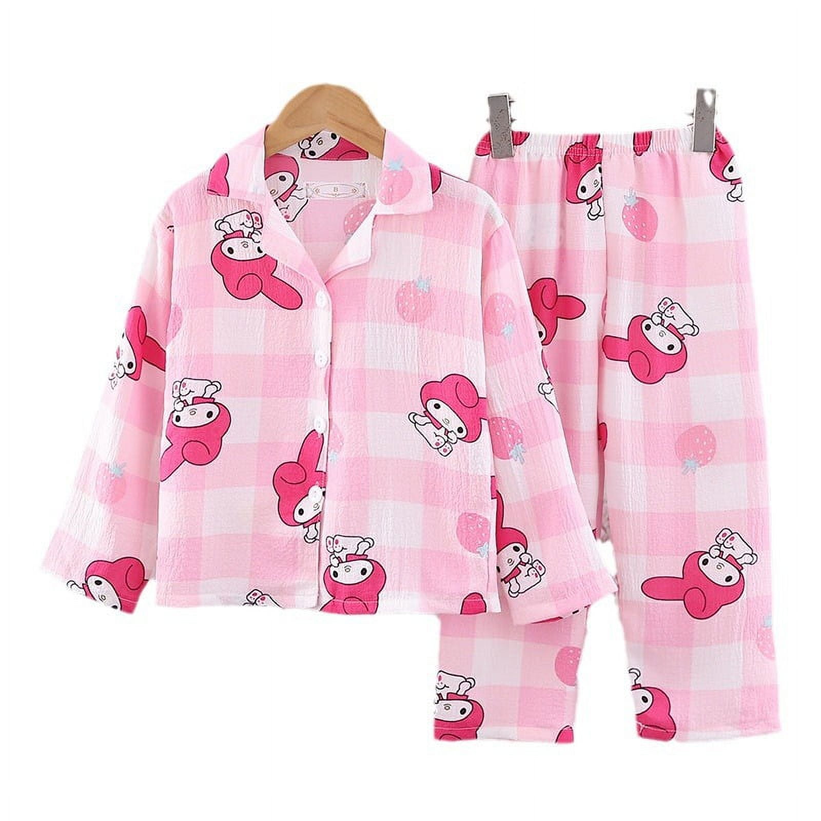 Cartoon Sanrio My Melody Kids Pajama Set Cute Girls Anime Cardigan Long ...