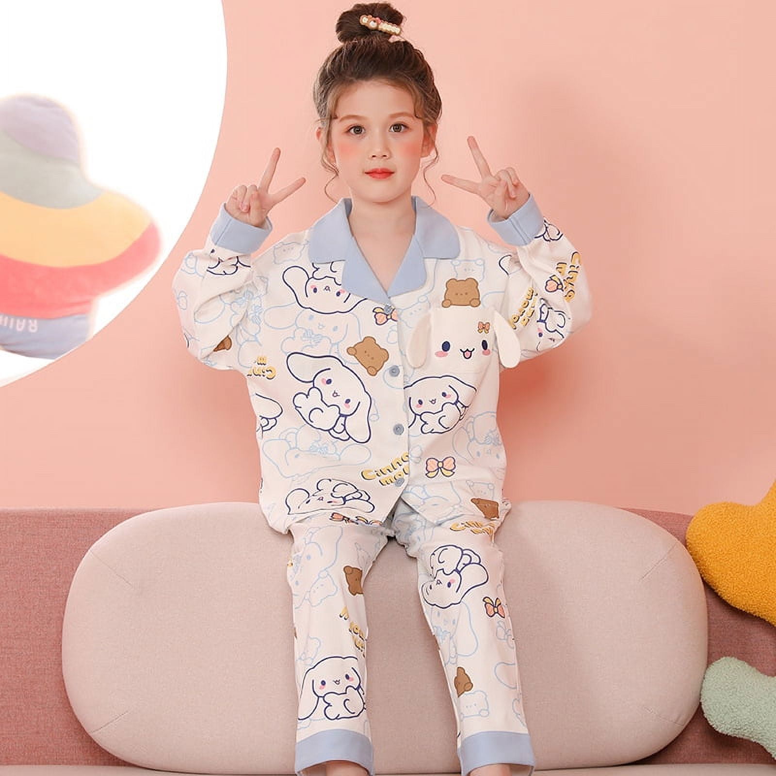 Cartoon Sanrio My Melody Kids Pajama Set Cute Girls Anime Cardigan Long ...