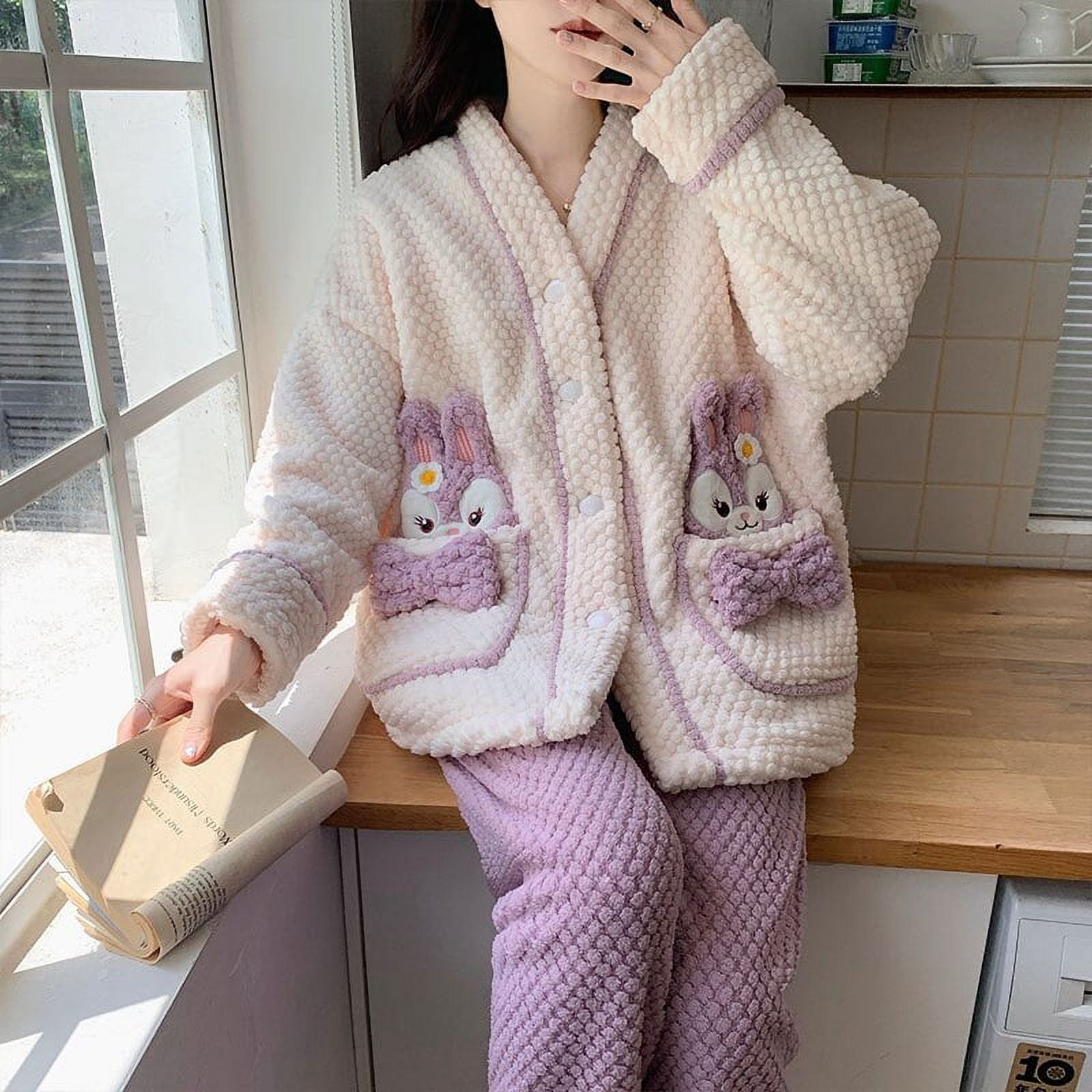 Cartoon Sanrio Pachacco Soft Coral Velvet Pajamas Kuromi Winter Leisure