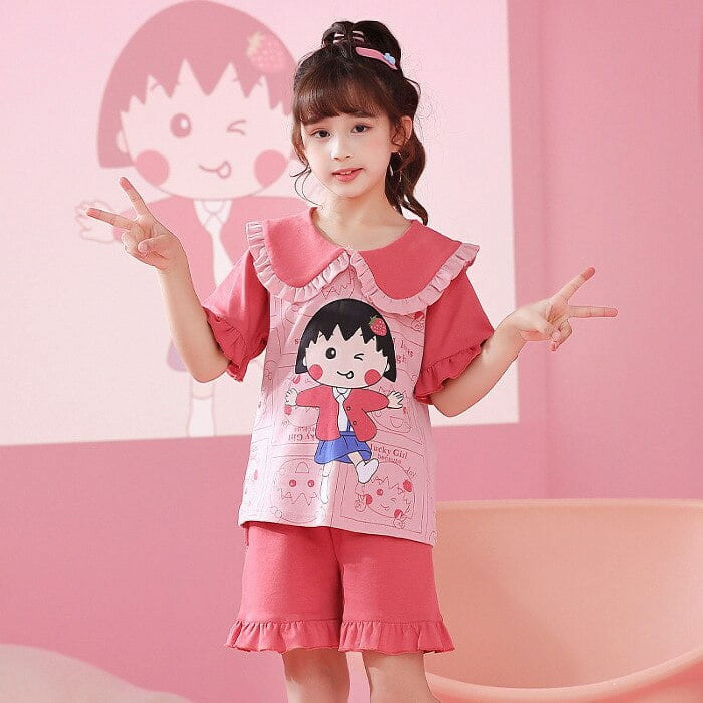 Cartoon Sanrioed Girl Summer Pajama Set Anime My Melody Cinnamoroll ...