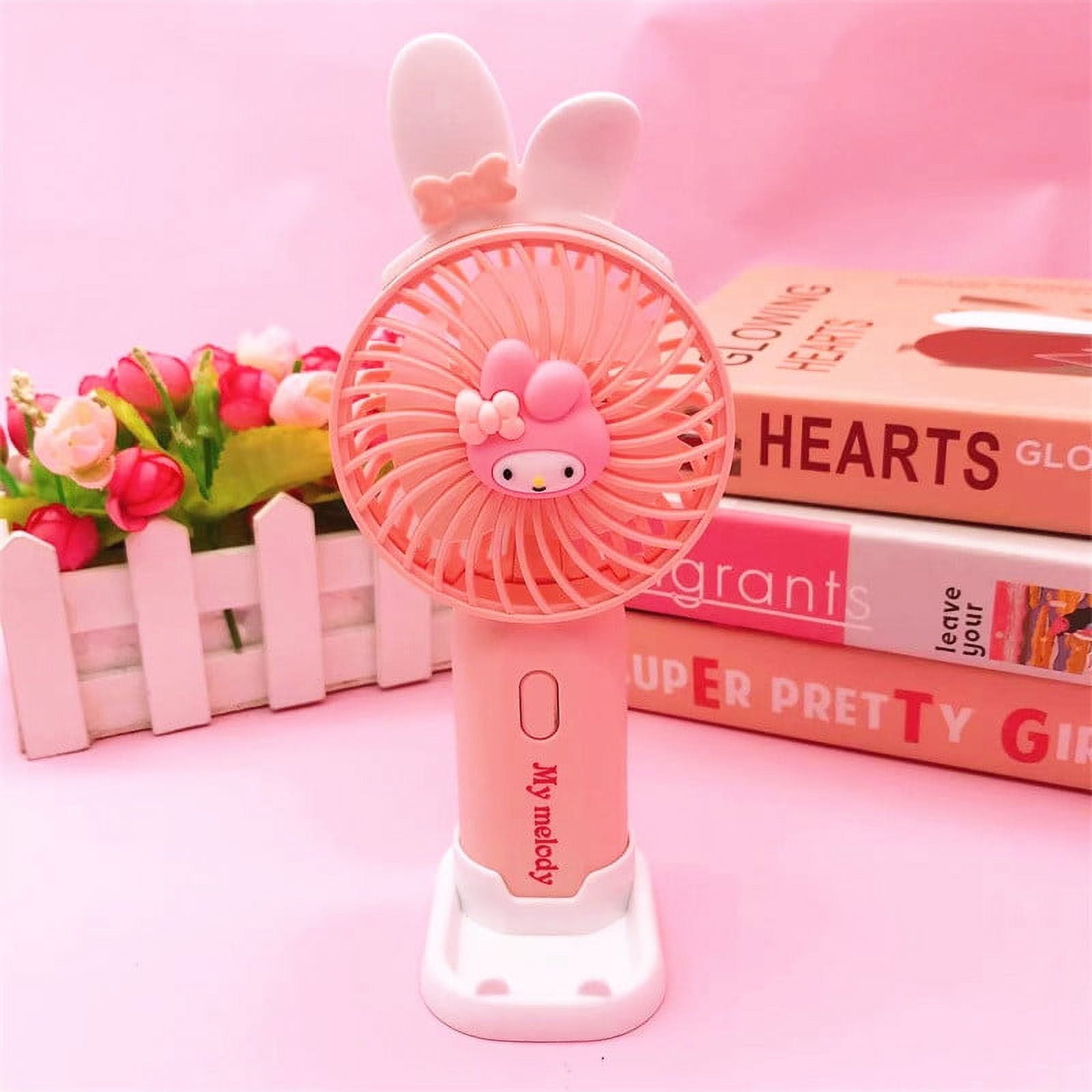 Cartoon Sanroi USB Charging Fan Cute Anime Kuromi Hello Kitty Funny ...