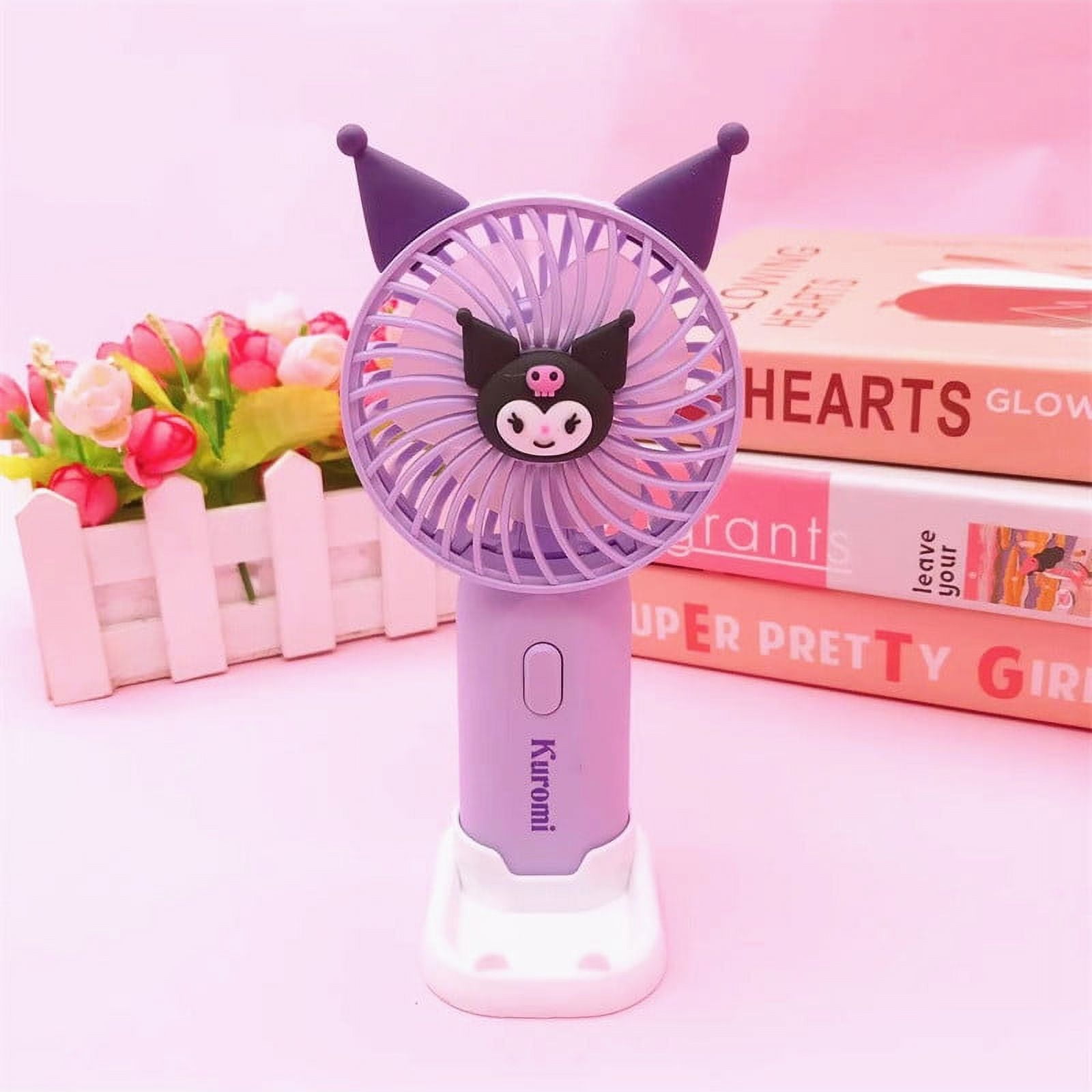 Cartoon Sanroi USB Charging Fan Cute Anime Kuromi Hello Kitty Funny ...