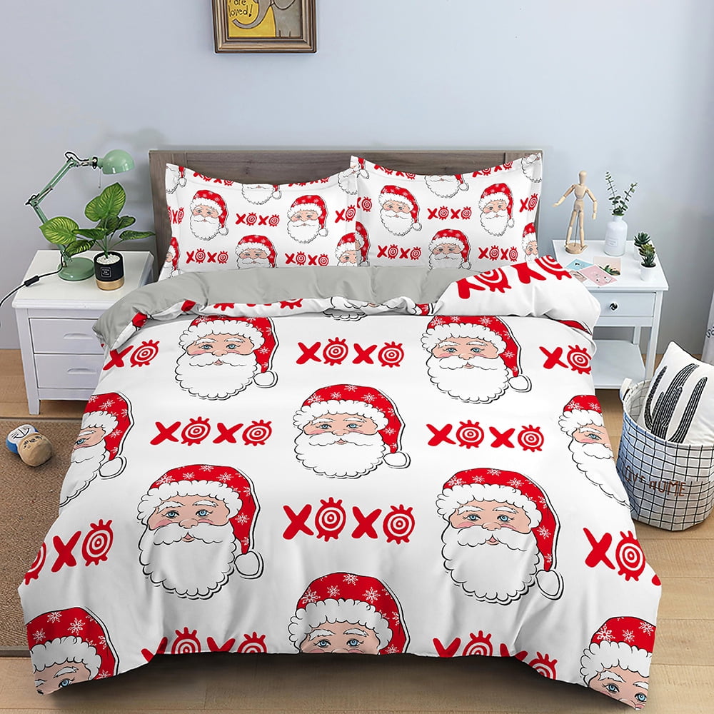 Cartoon Santa Claus Bedding Set King Size Microfiber Christmas Dogs 3D ...