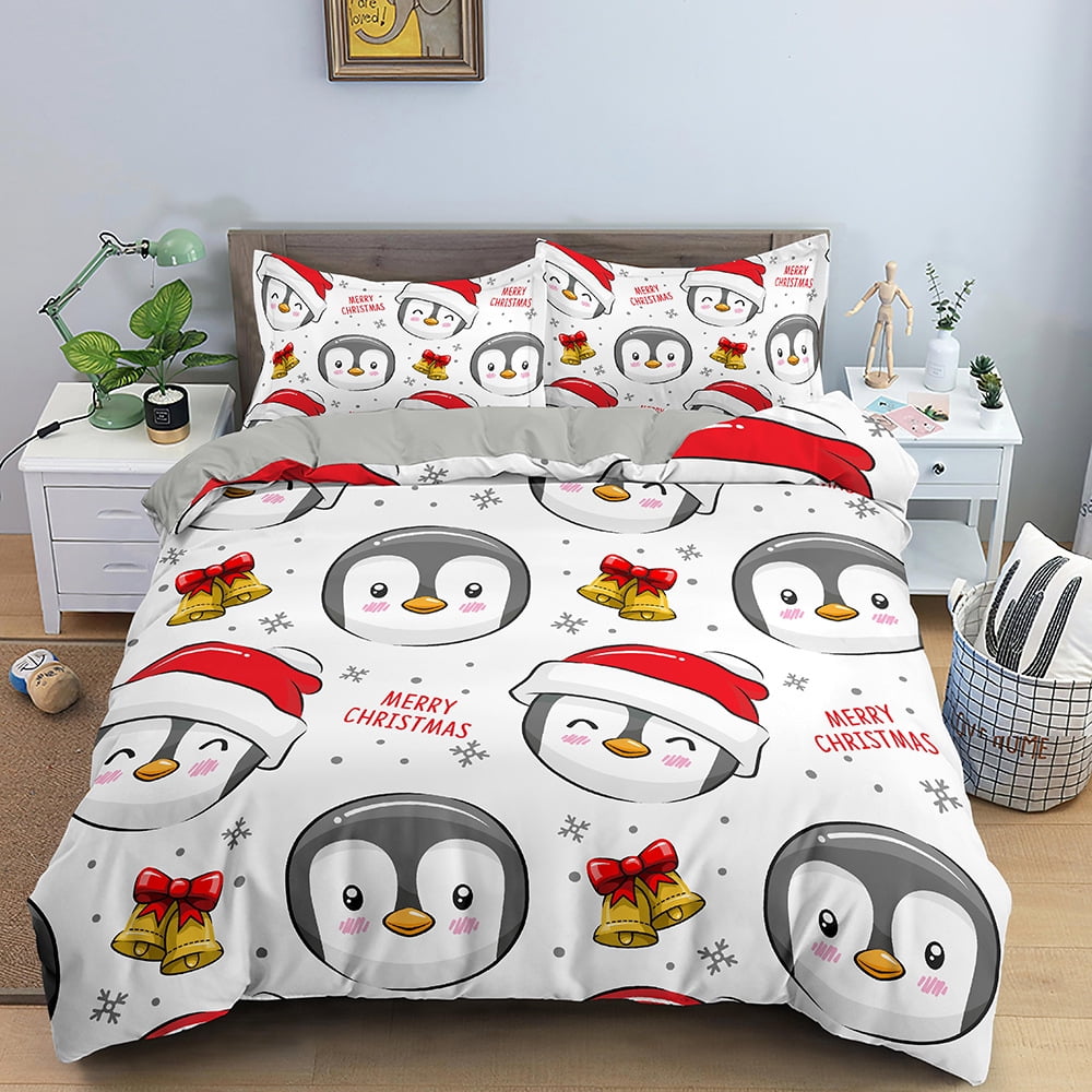 Cartoon Santa Claus Bedding Set King Size Microfiber Christmas Dogs 3D ...