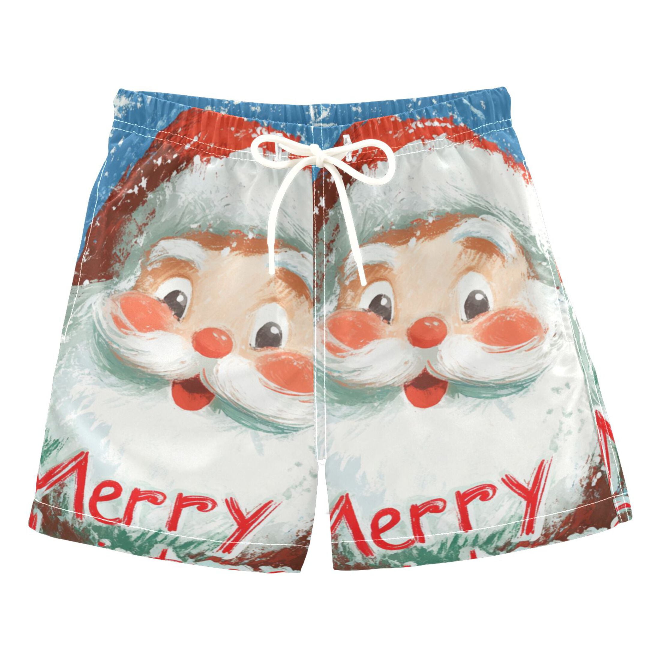Cartoon Santa Claus Boys Swim Trunks Quick Dry Boy Swim Shorts for 3-14 ...