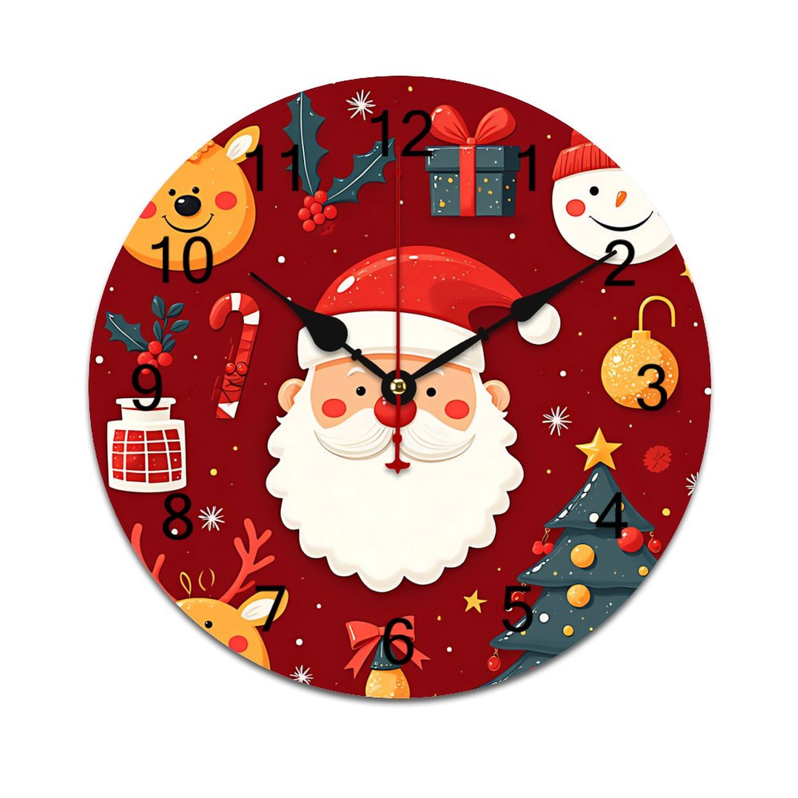 Cartoon Santa Claus Gift And Christmas Tree Red Truck Printed Silent ...