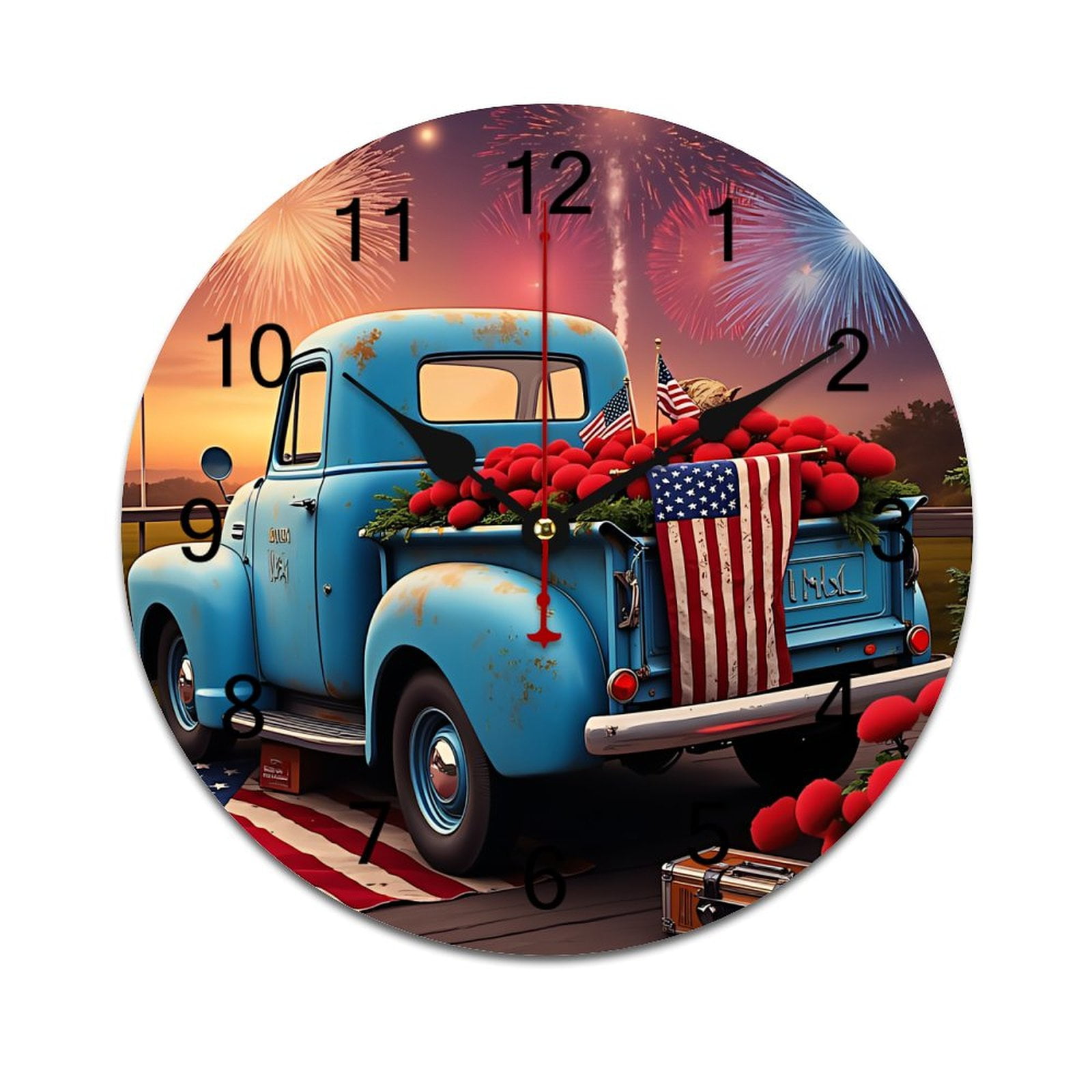 Cartoon Santa Claus Gift And Christmas Tree Red Truck Time Decorative ...