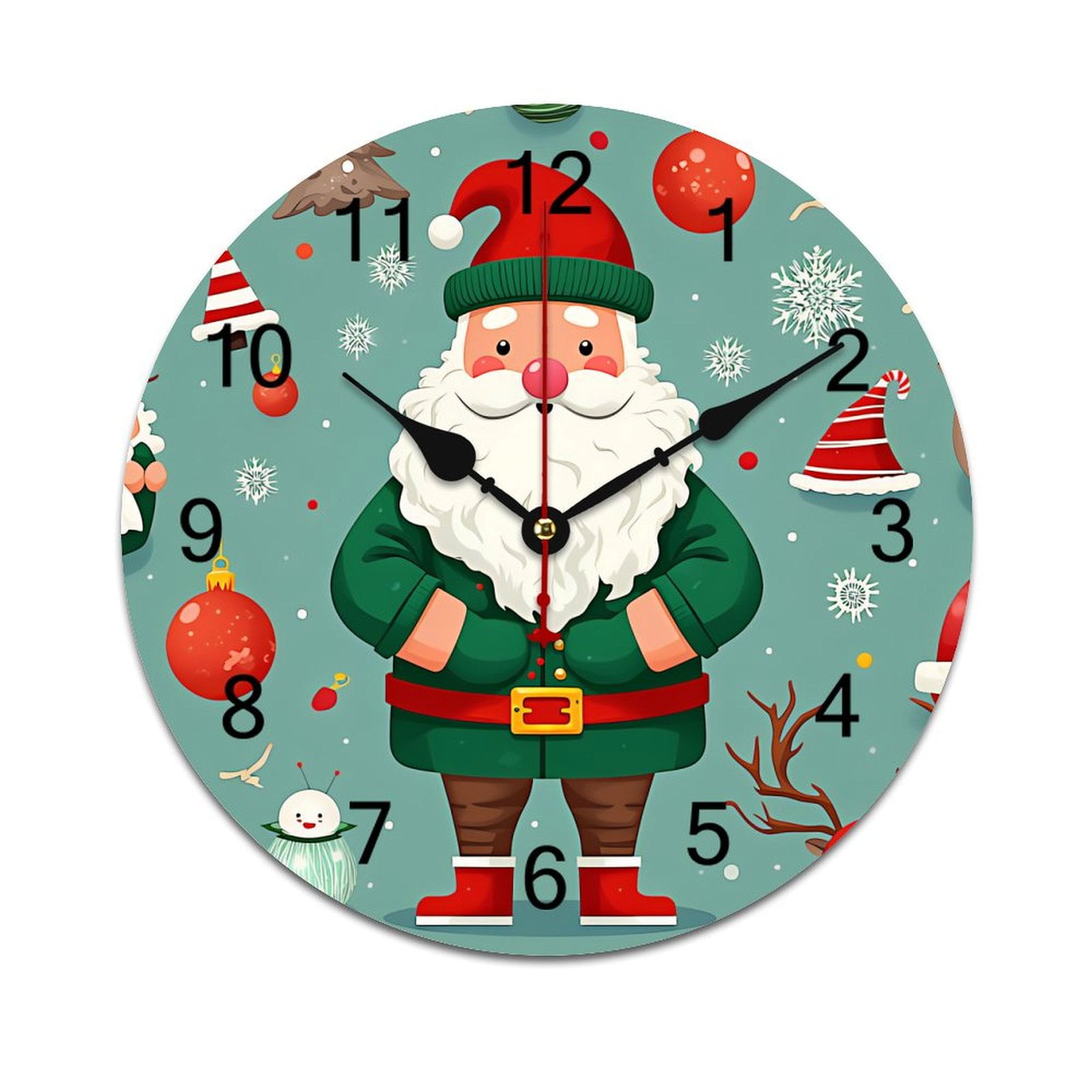 Cartoon Santa Claus Gift And Christmas Tree Red Truck Time Decorative ...