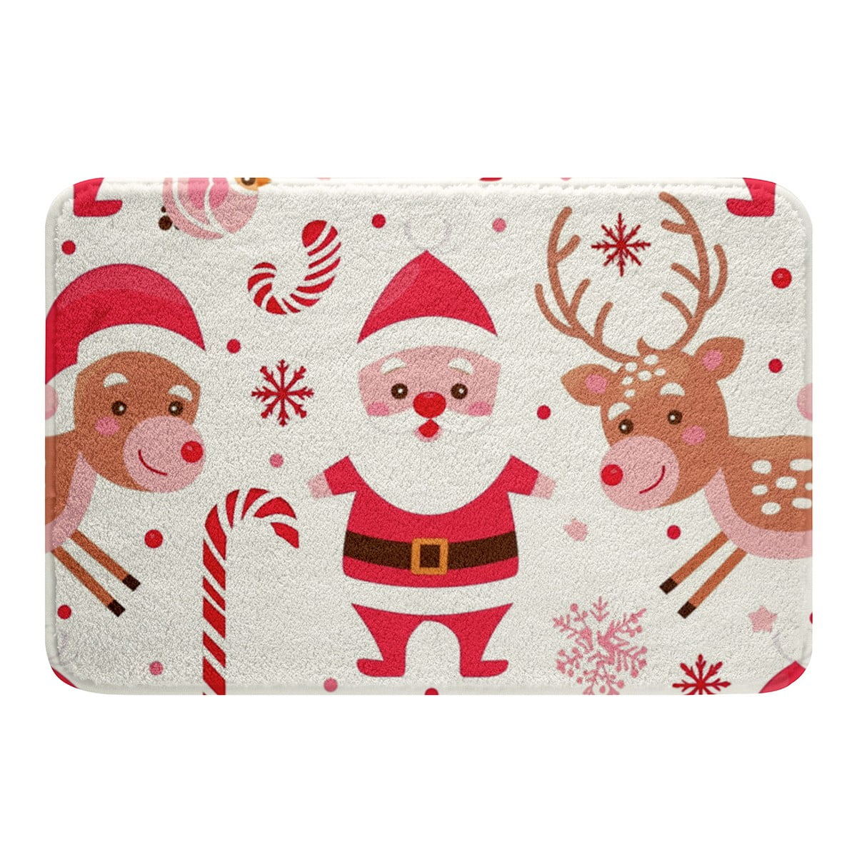 Cartoon Santa Claus Outdoor Rug Cute Elk Deer Bath Mat 16"x24",Xmas ...