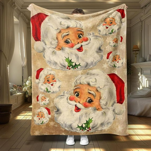 Cartoon Santa Claus Pattern Blanket, 1 Count Soft Air-conditioned Room ...