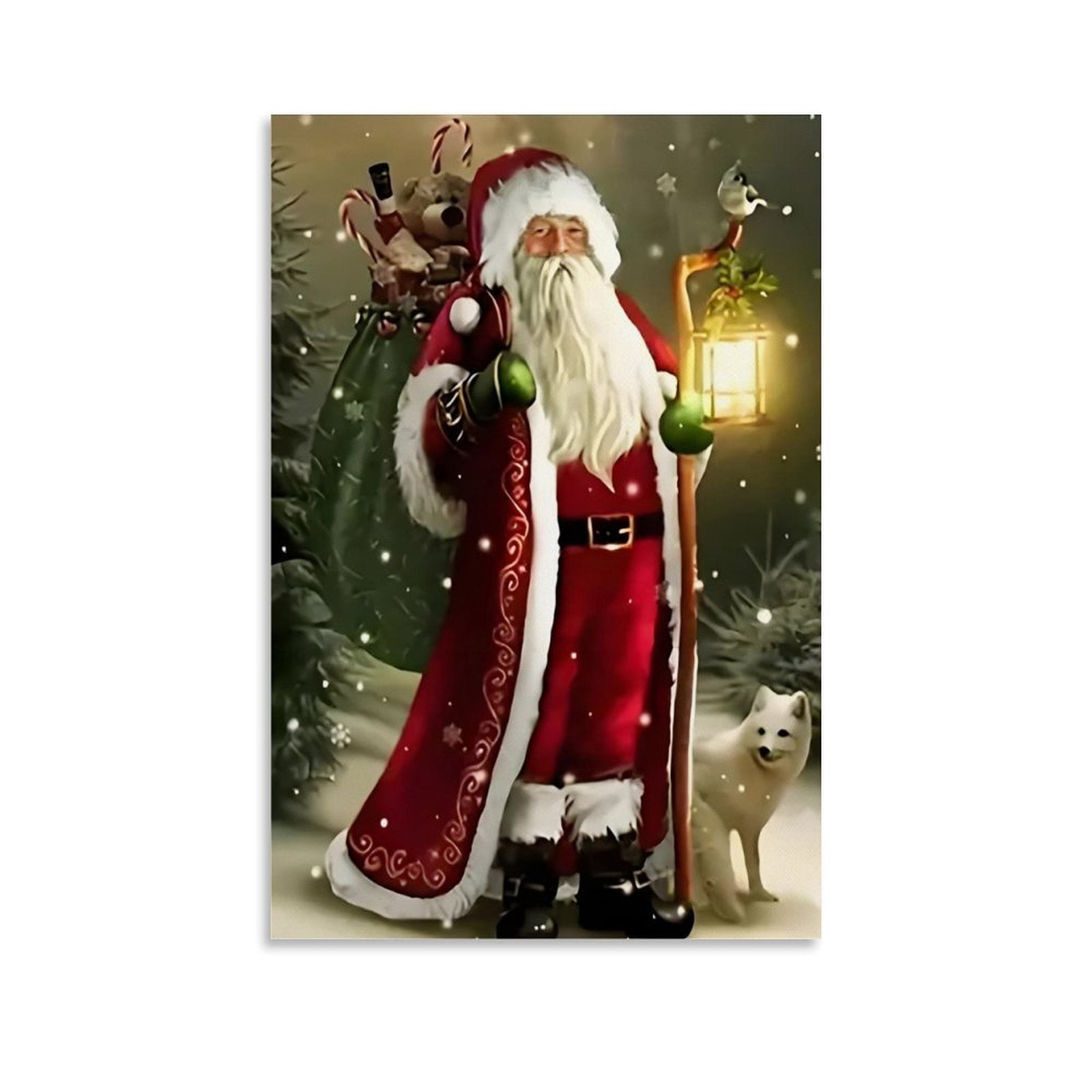 Cartoon Santa Claus Poster Canvas Wall Art Painting Living Room Posters ...