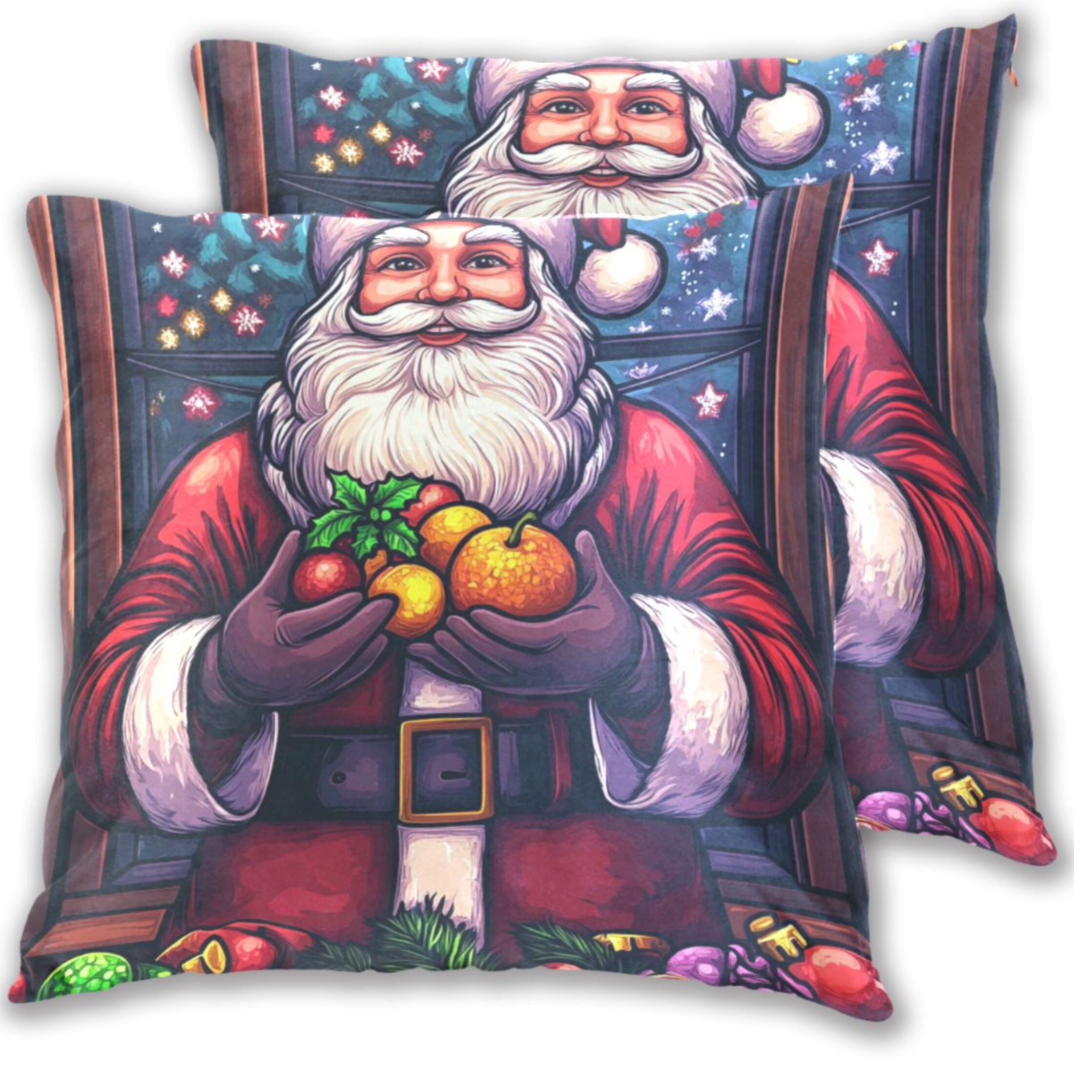 Cartoon Santa Claus Throw Pillow Covers 20x20 Inch 2 Packs Decorative ...