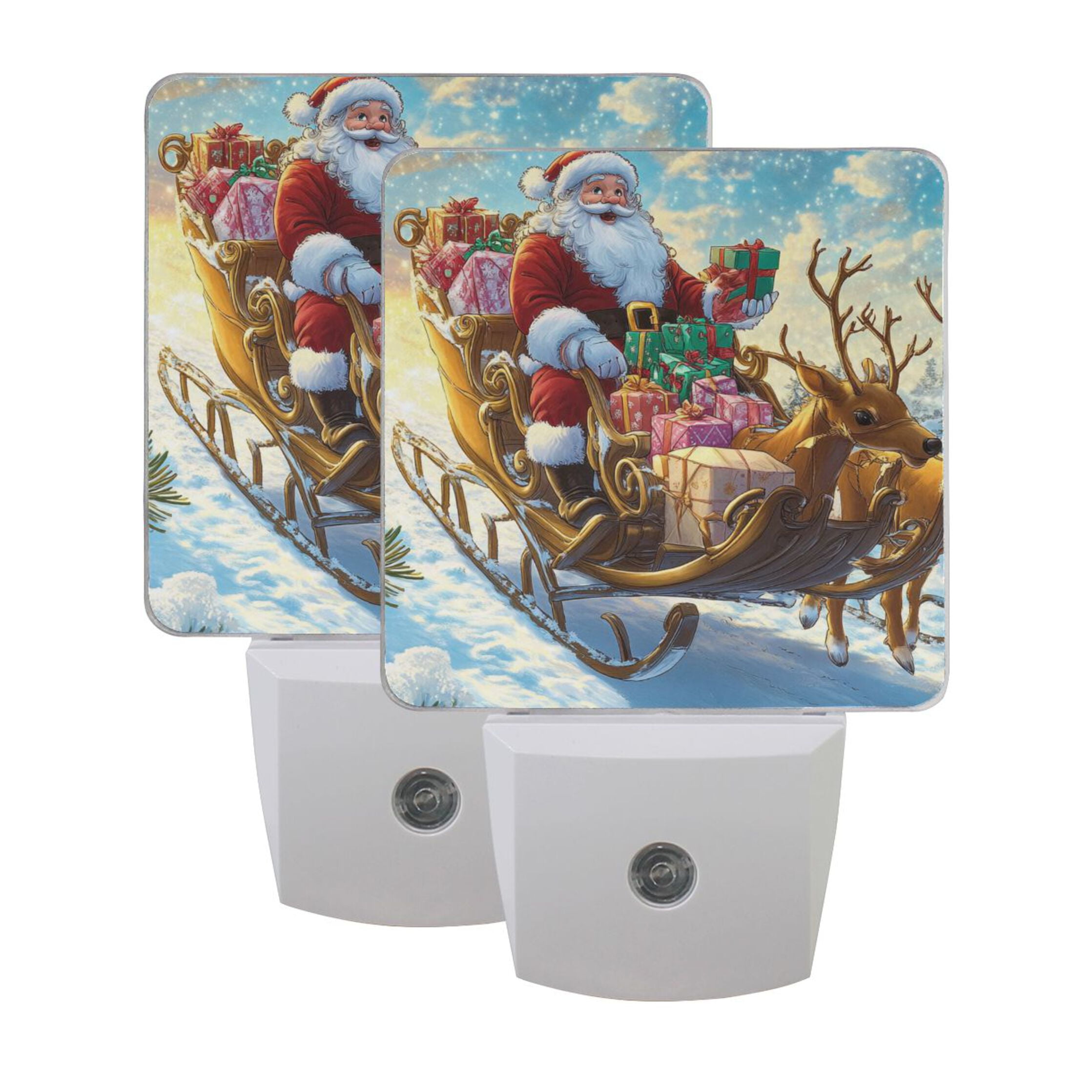 Cartoon Santa Claus and Sleigh LED Night Light with Smart Sensor Plug ...