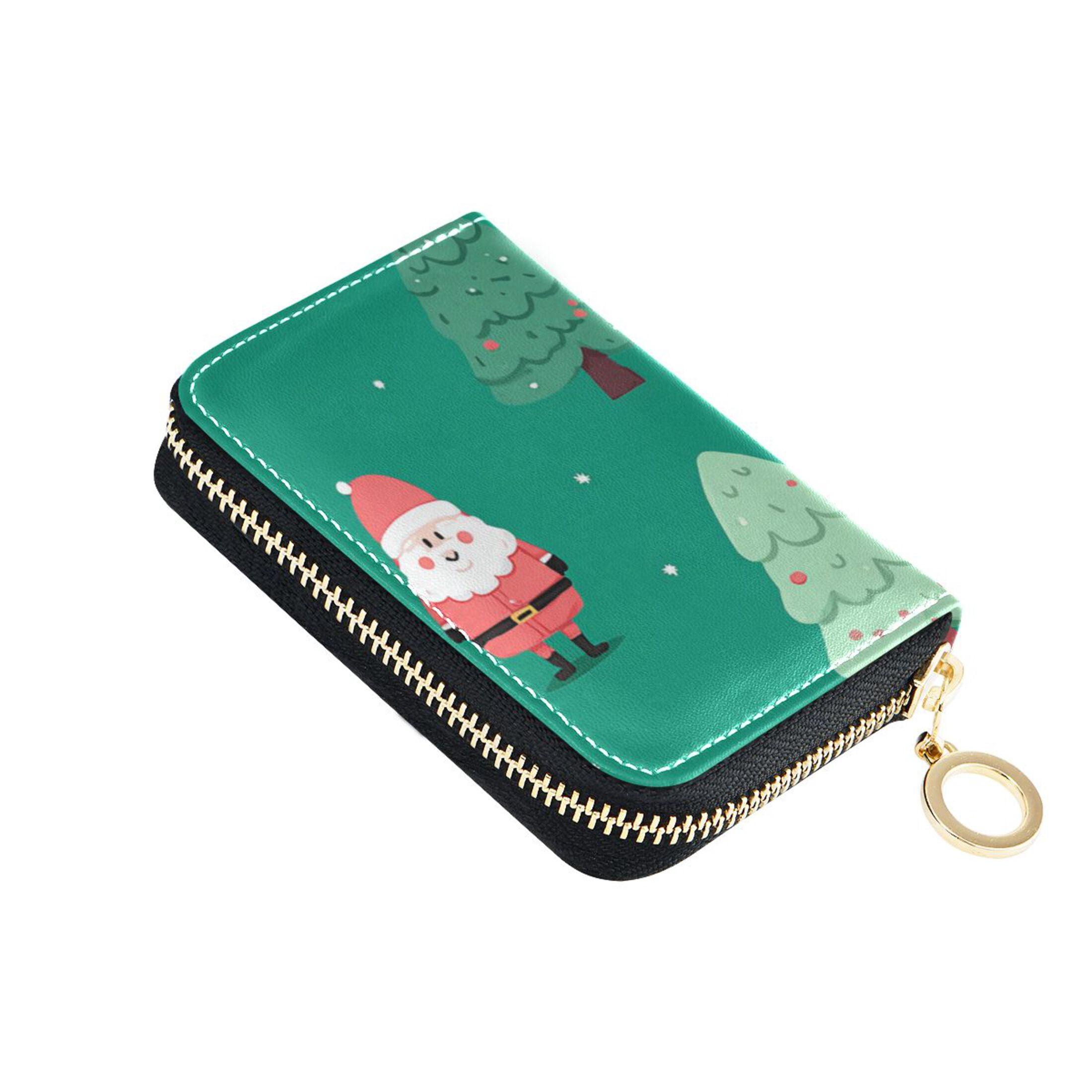 Cartoon Santa Claus in Christmas Trees Forest Women's Credit Card ...