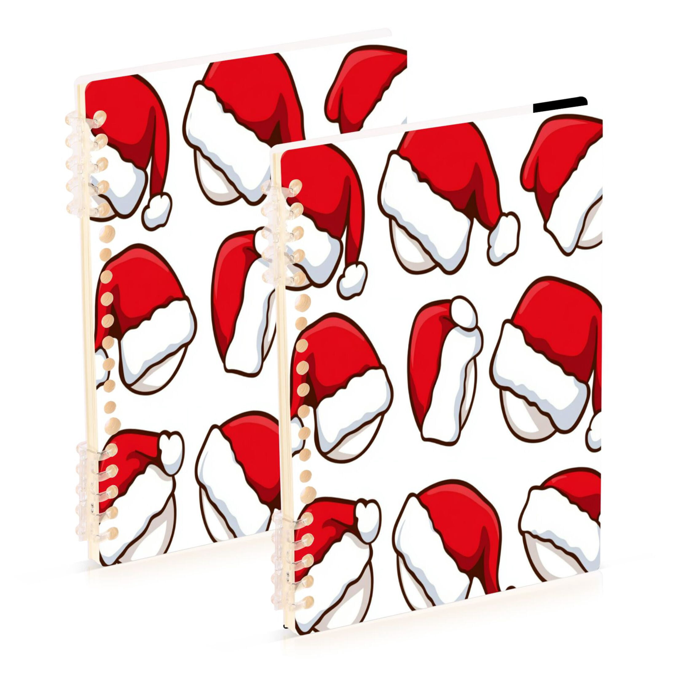 Cartoon Santa Hat 2-Piece A5 PP Notebooks, Adjustable Rings, 80g Paper ...