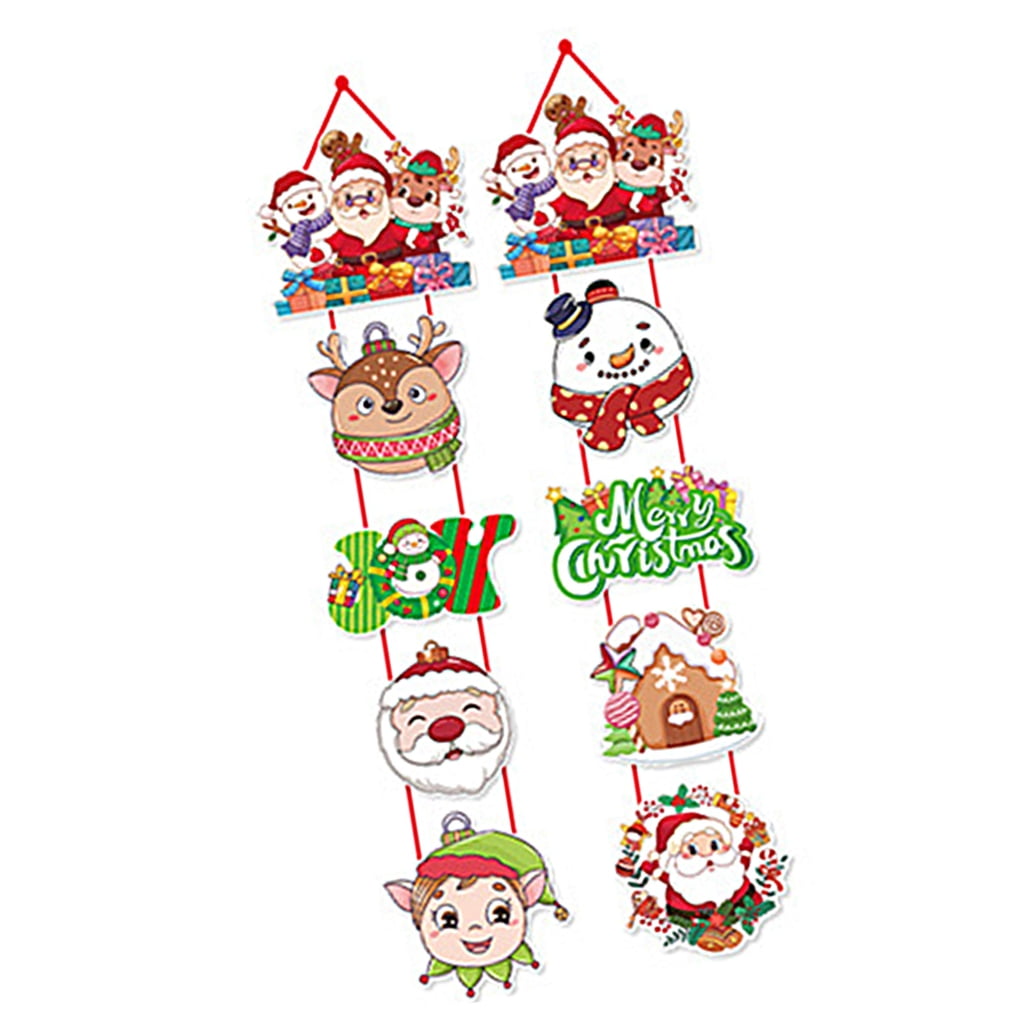 Cartoon Santa Snowman Deer Door Curtain Ornament Hanging Sign Pendant ...