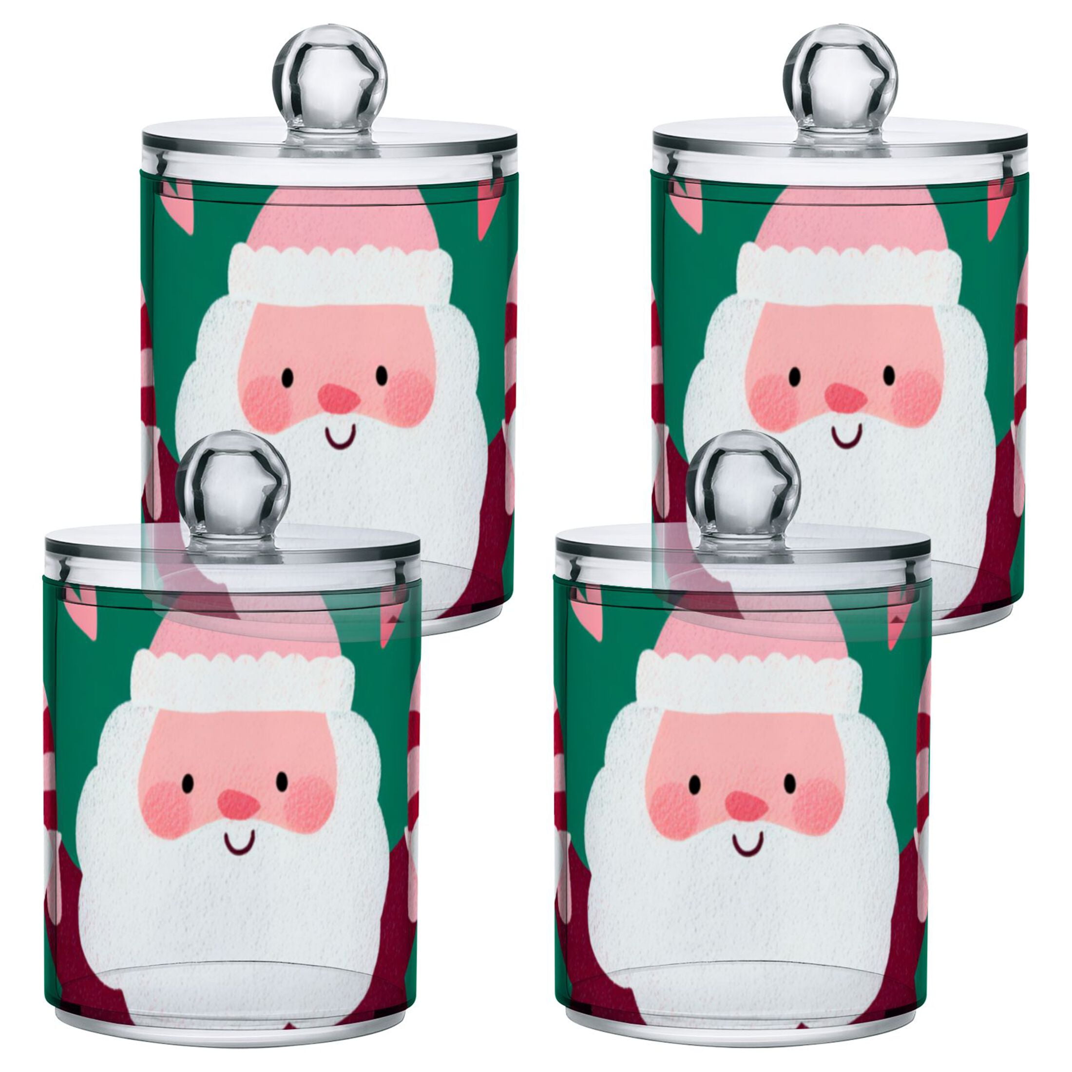 Cartoon Santa with Candy Cane Christmas Valentine Translucent Plastic ...
