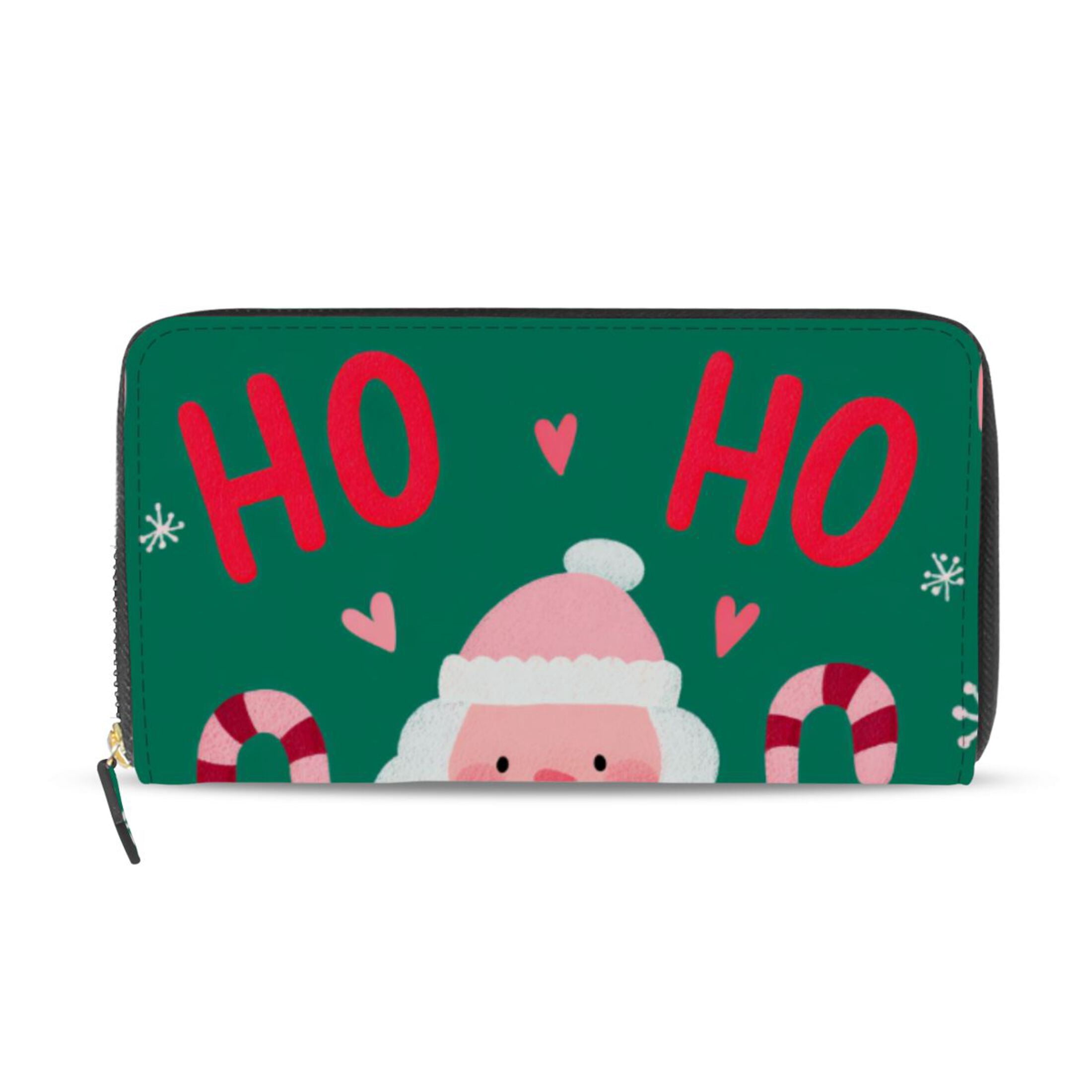 Cartoon Santa with Candy Cane Christmas Valentine Women's Long Zipper ...