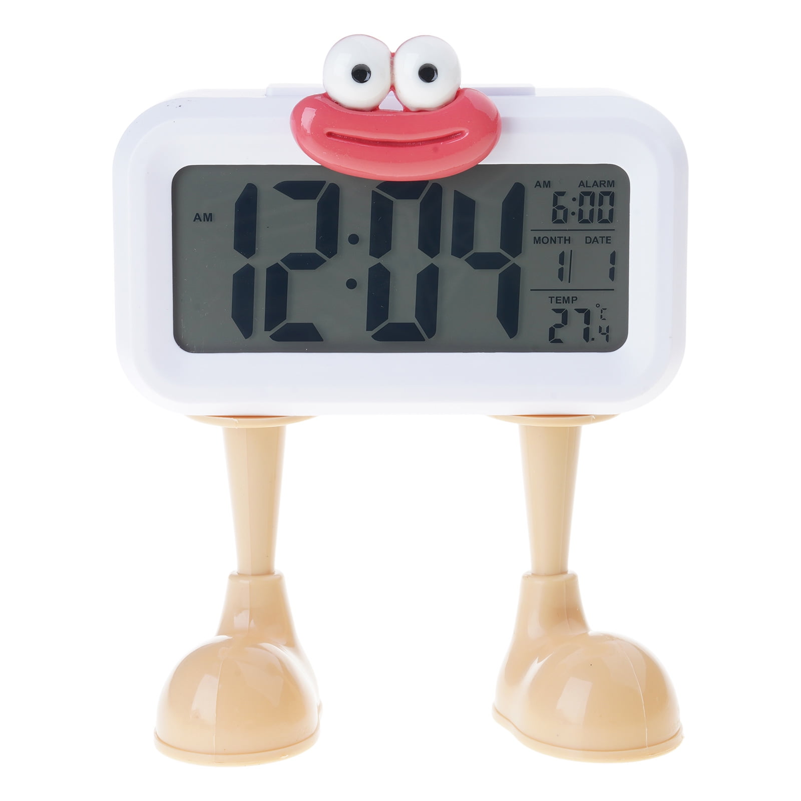 Cartoon Sausage Lip LCD Display Desk Clock with Snooze Function Night ...