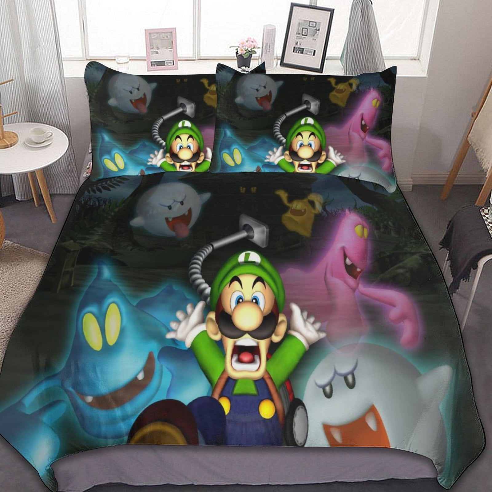 Cartoon Scary Luigi's Mansion 3 Piece Bedding Sets Decor Comforter Sets ...