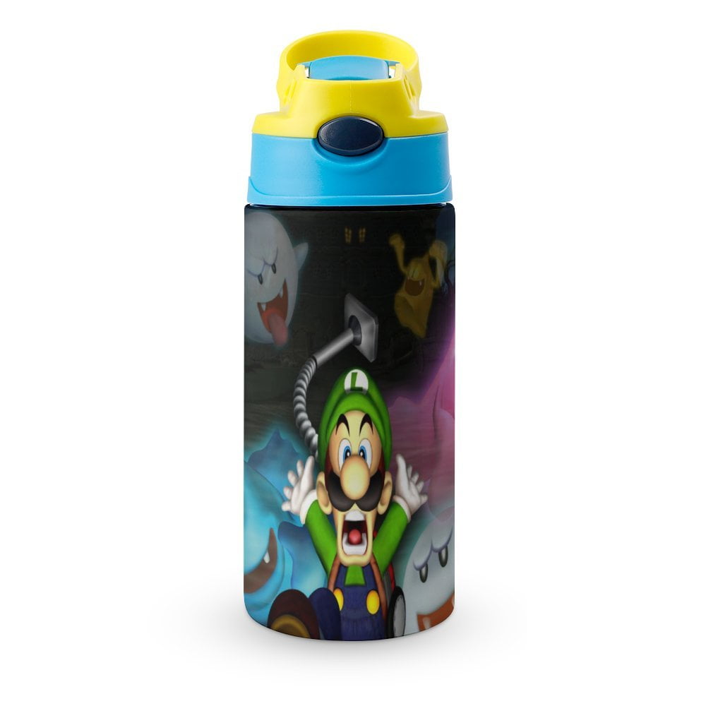Cartoon Scary Luigi's Mansion Kid's Insulated Water Bottle With Straw ...