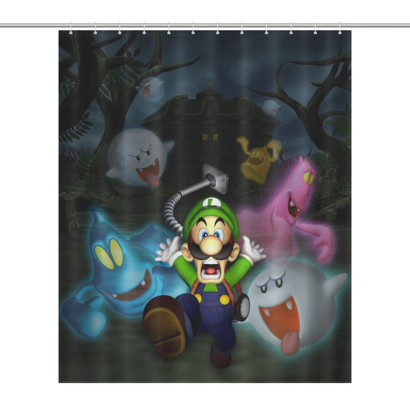 Cartoon Scary Luigi's Mansion Shower Curtain Decor Bath Curtain ...