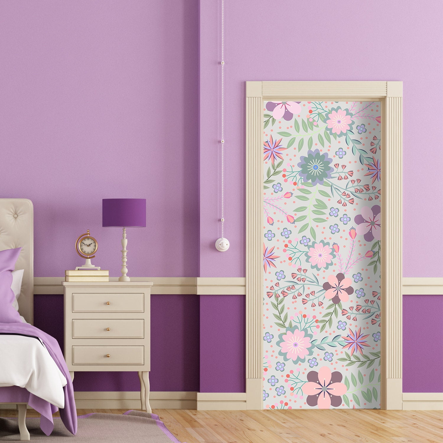 Cartoon Scene Painting Door Stickers Abstract Graffiti Full Door Cover ...
