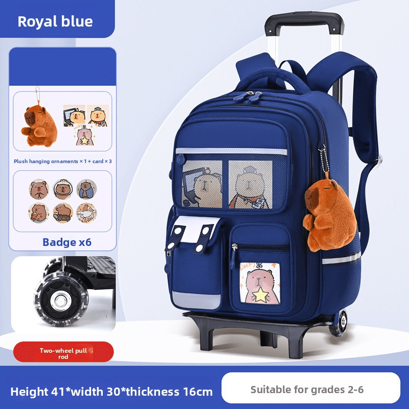 Cartoon School Backpack with Wheels Students Bags Cute Schoolbag ...