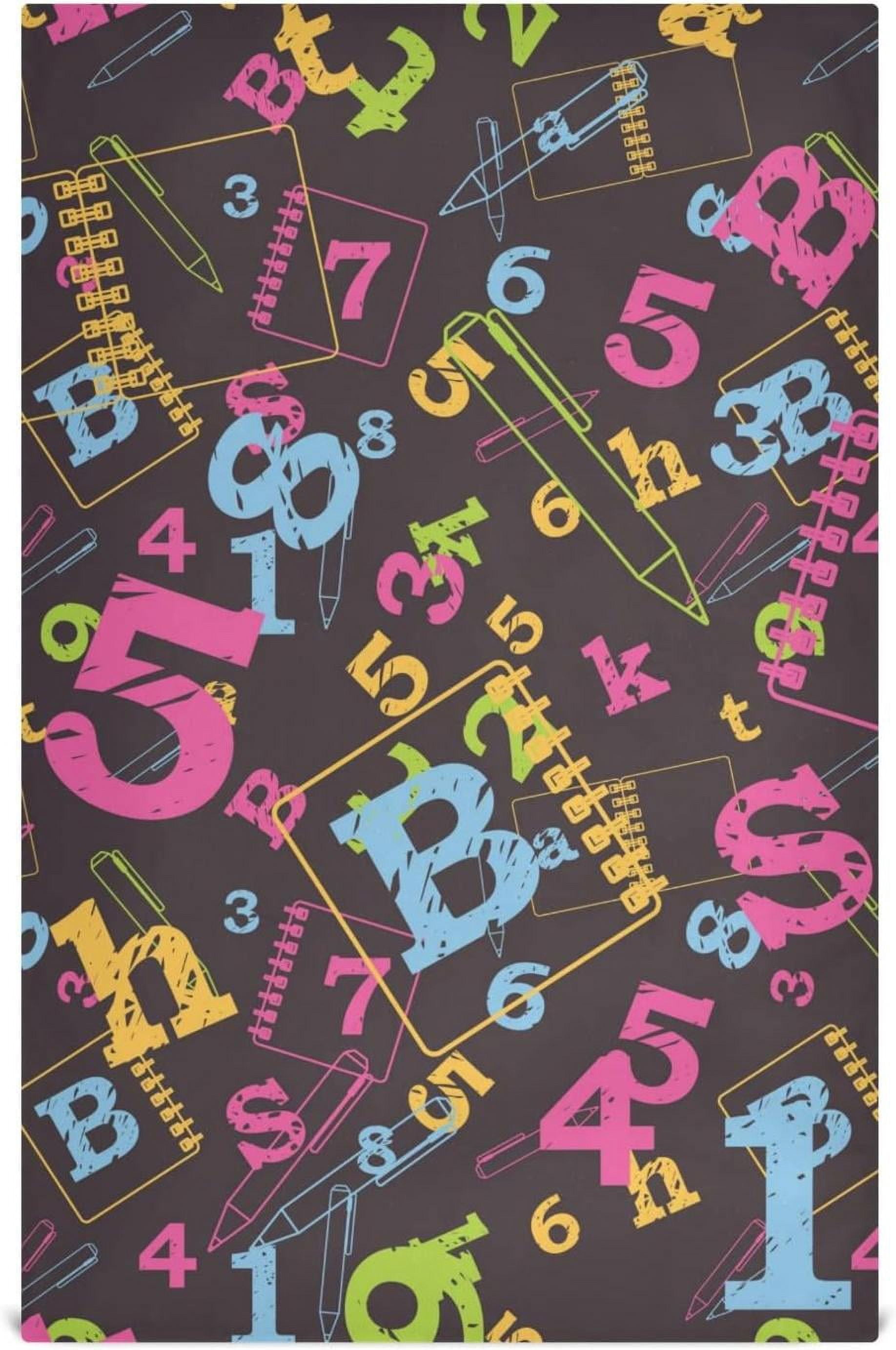 Cartoon School Math Numbers Kitchen Dish Towels Set of 1, Colorful ...