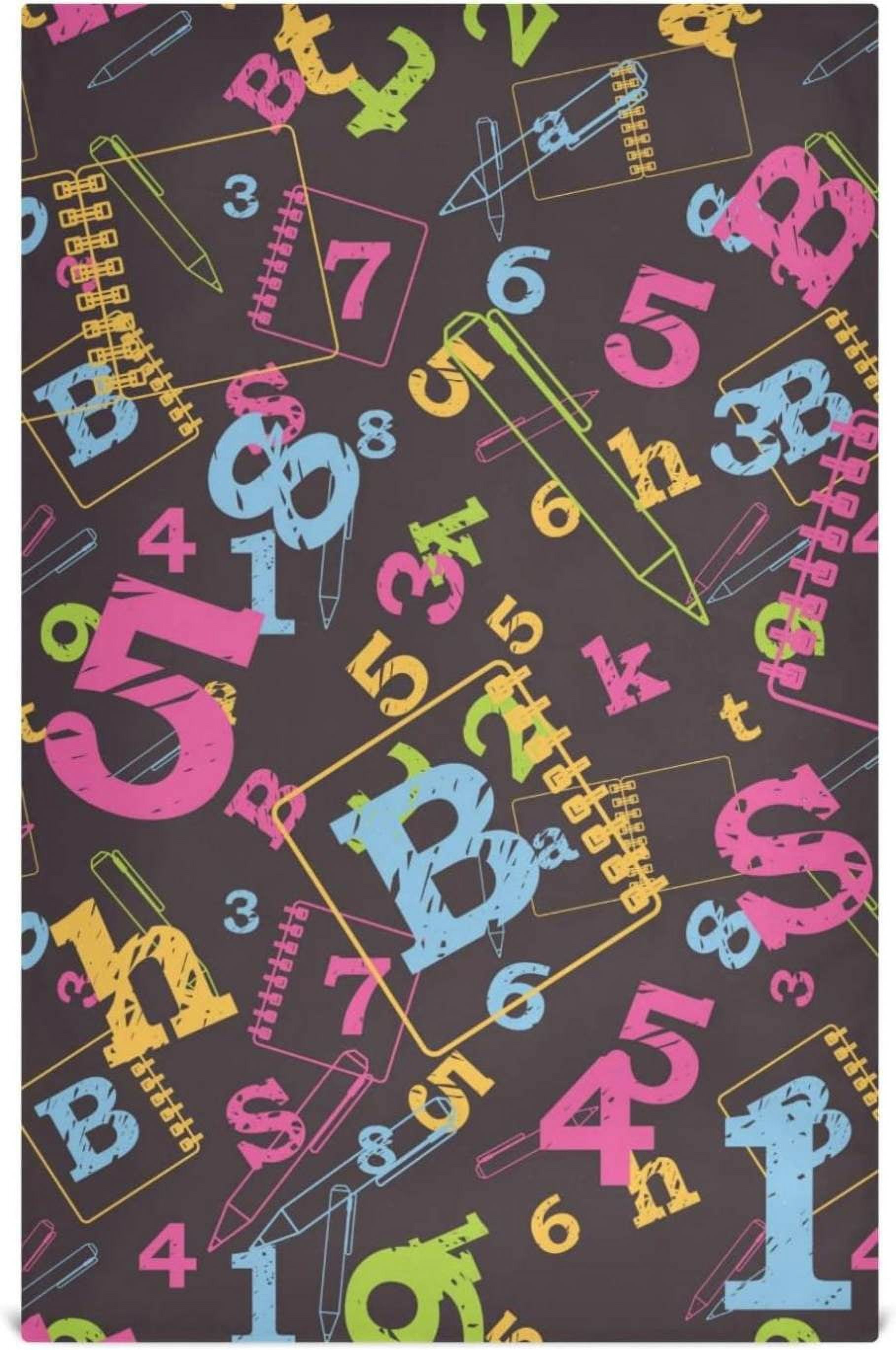 Cartoon School Math Numbers Kitchen Dish Towels Set of 1, Colorful ...