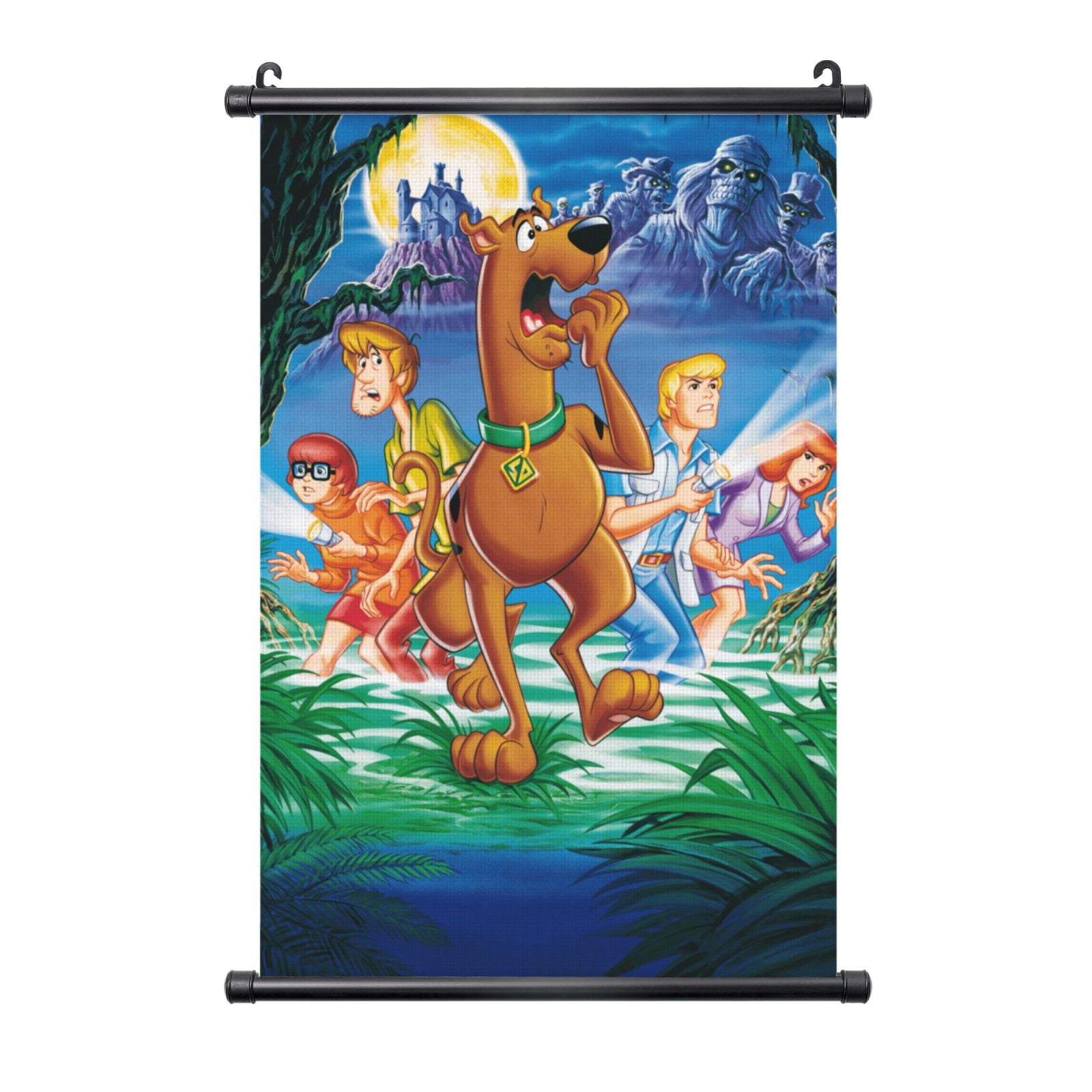 Cartoon Scooby Doo Black Plastic Shaft Hanging Poster Canvas Wall ...