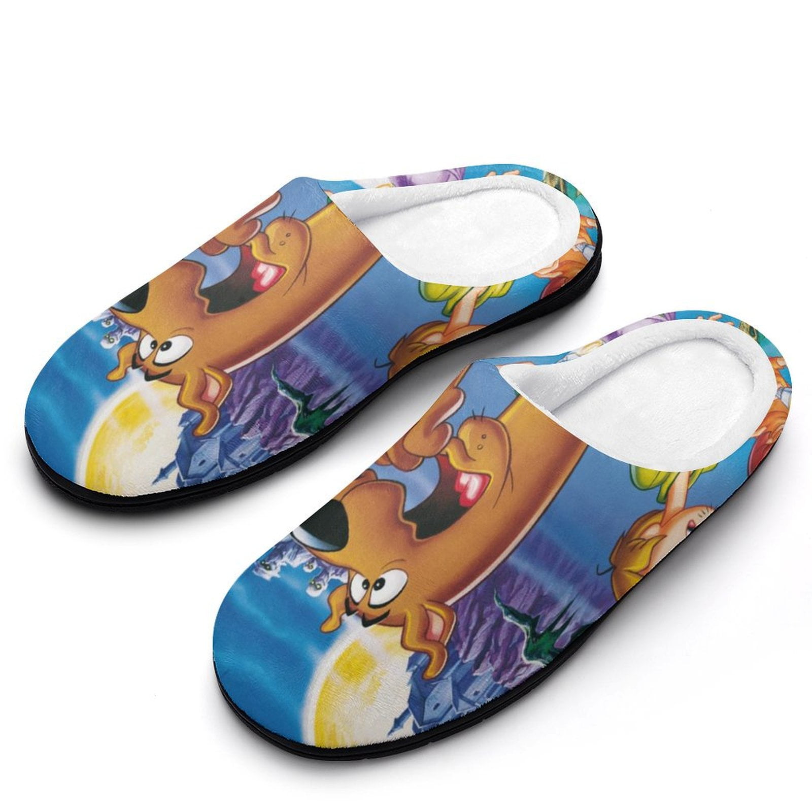 Cartoon Scooby Doo Men's Fuzzy Slippers House Open Back Slippers Closed ...