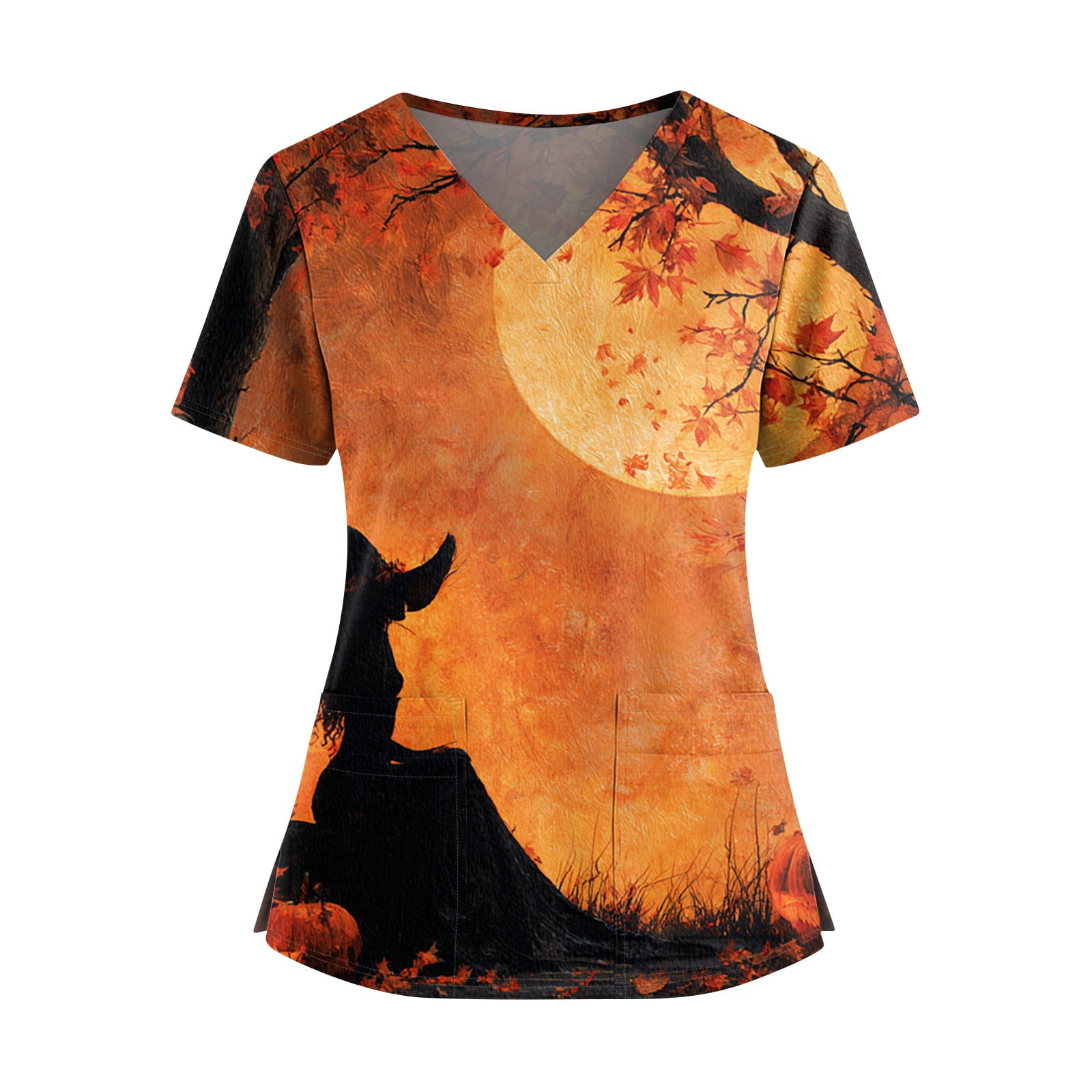 Cartoon Scrub Tops, Printed Scrubs Top Medical Nursing Uniforms with ...