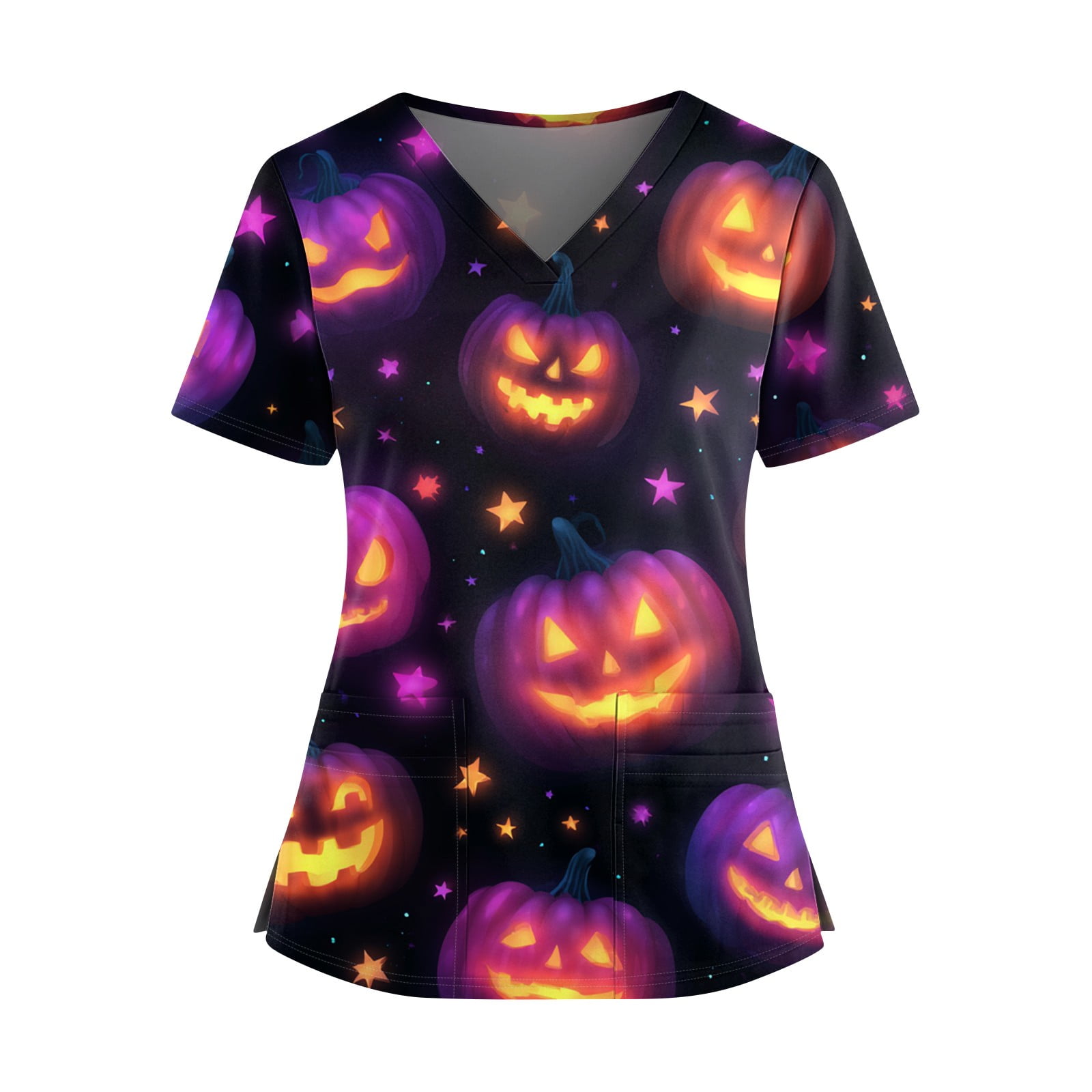 Cartoon Scrub Tops, Printed Tops Soft Knit Nurse Uniform Shirts Anti ...