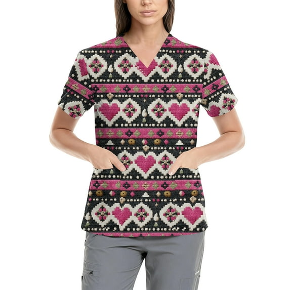 Cartoon Scrubs For Women,Plus Size Women's Fashion V-Neck Nursing Top ...