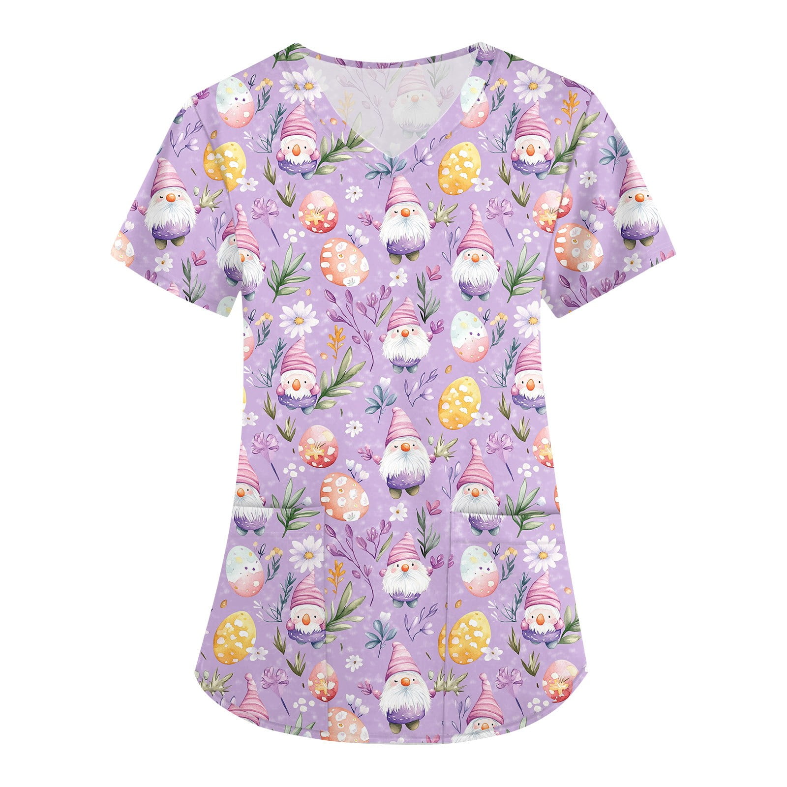 Cartoon Scrubs For Women，Womens Scrub Tops - Short Sleeve V-Neck Easter ...