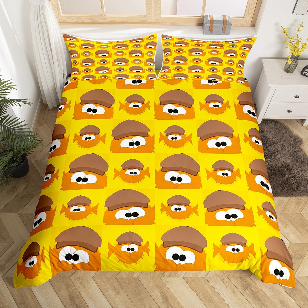 Cartoon Sea Animal Bedding Set Full Size Cute Cartoon Balloonfish Duvet ...