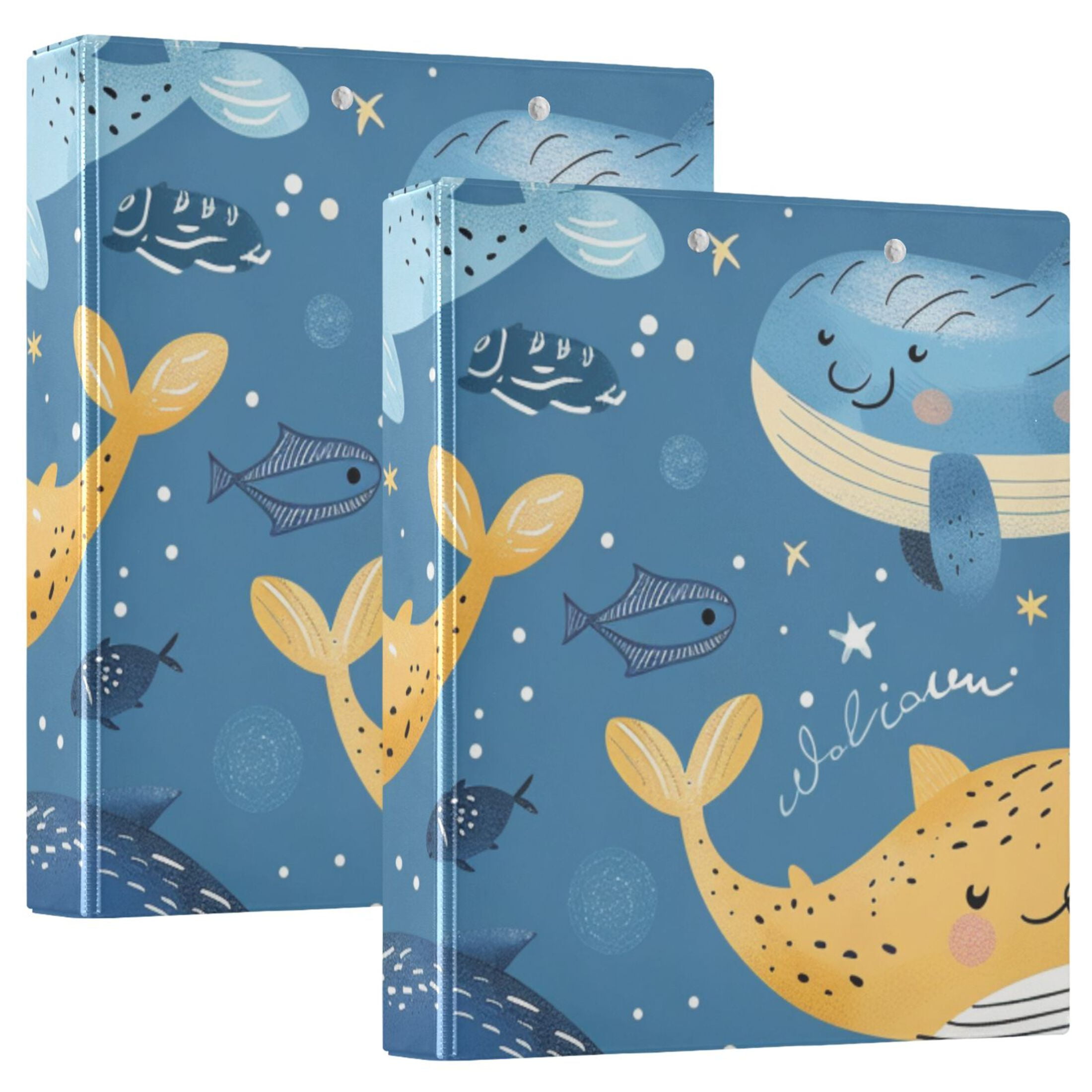 Cartoon Sea Animals 3 Ring Binders 1.5 inch Hardcover File Folders with ...