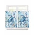 Cartoon Sea Turtle Blue Coral Jellyfish Short Blackout Curtains 36 Inch ...