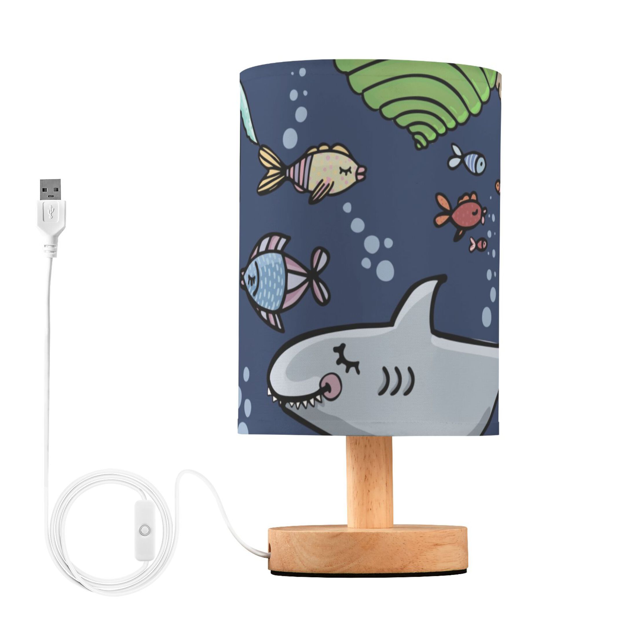 Cartoon Sea Turtles Animals and Fish Bedside Table Lamp LED Warm Lights ...
