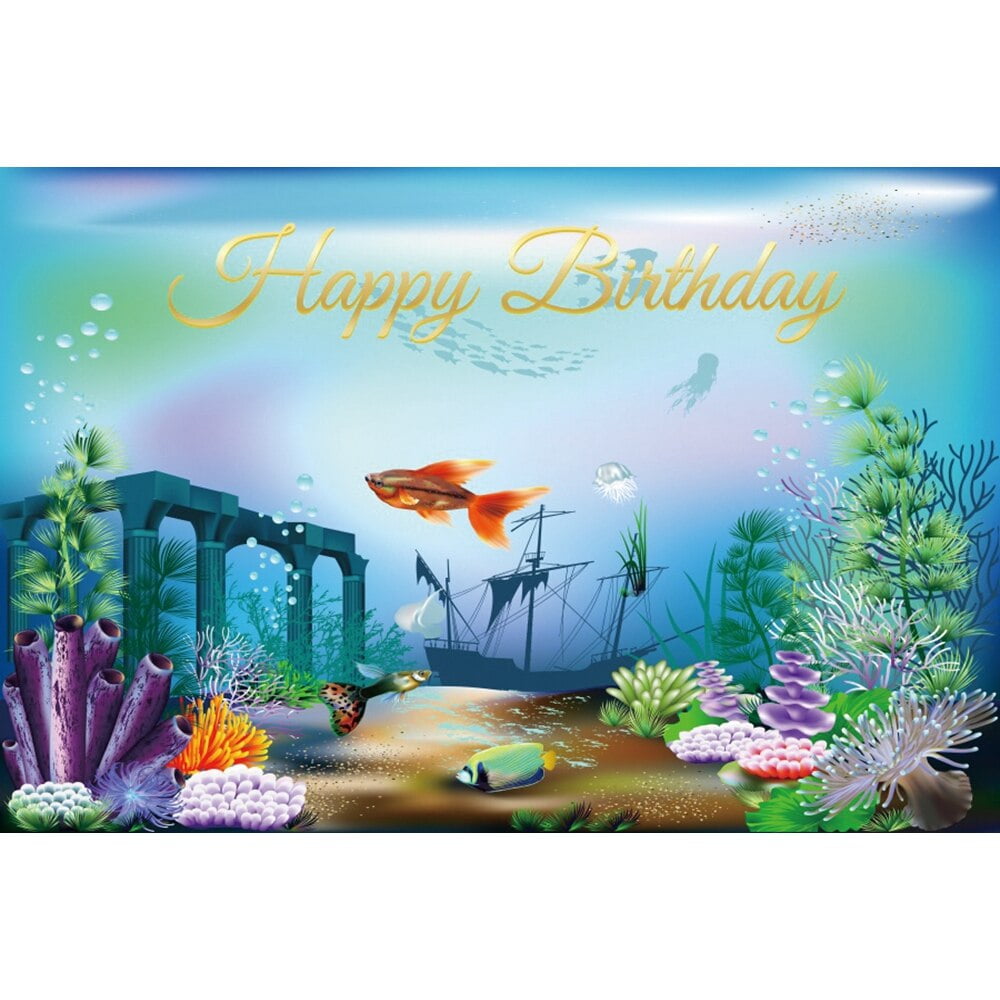 Cartoon Seabed Coral Fish Photocall Baby Birthday Party Photography ...