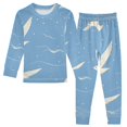 Cartoon Seagulls Shells Moon Waves Cotton Pajama Set Long Sleeve Top ...