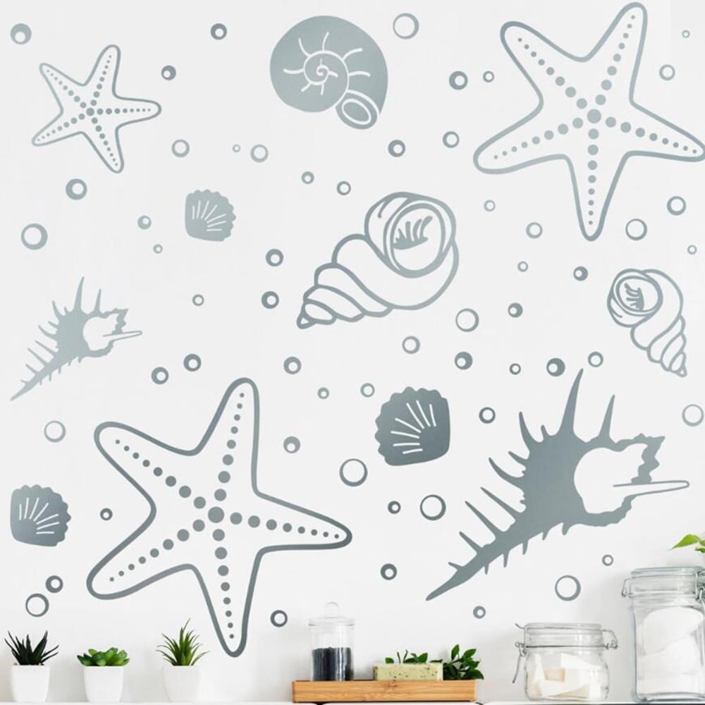 Cartoon Seashell Shellfish Shell Bubble Wall Sticker Bathroom Bedroom ...