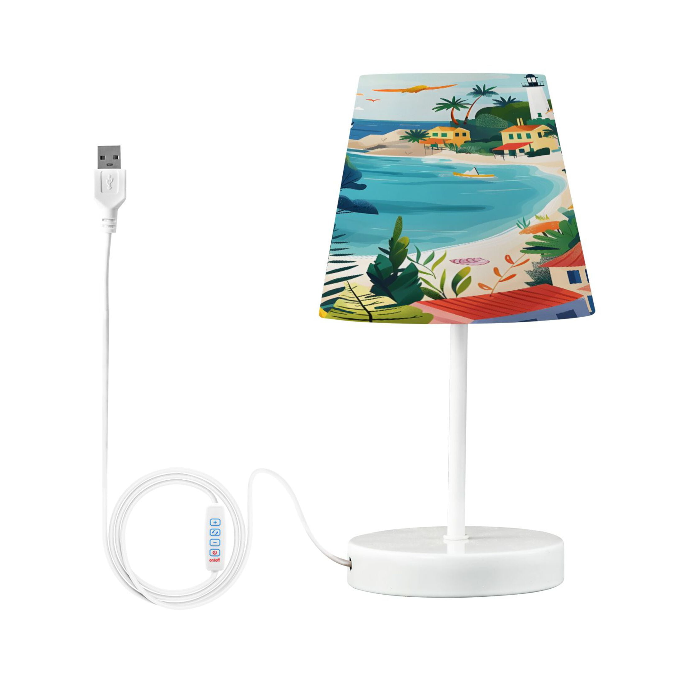 Cartoon Seaside Scenery Desk Lamp LED Table Nightstand Lamps with 3 ...