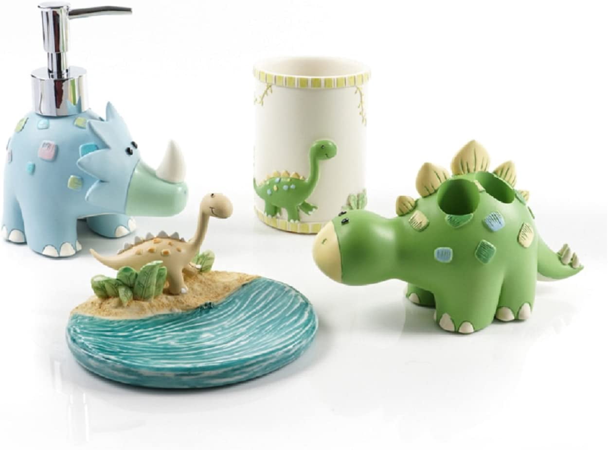 Cartoon Series Bath Accessory Set, Soap Dispenser Pump, Toothbrush ...
