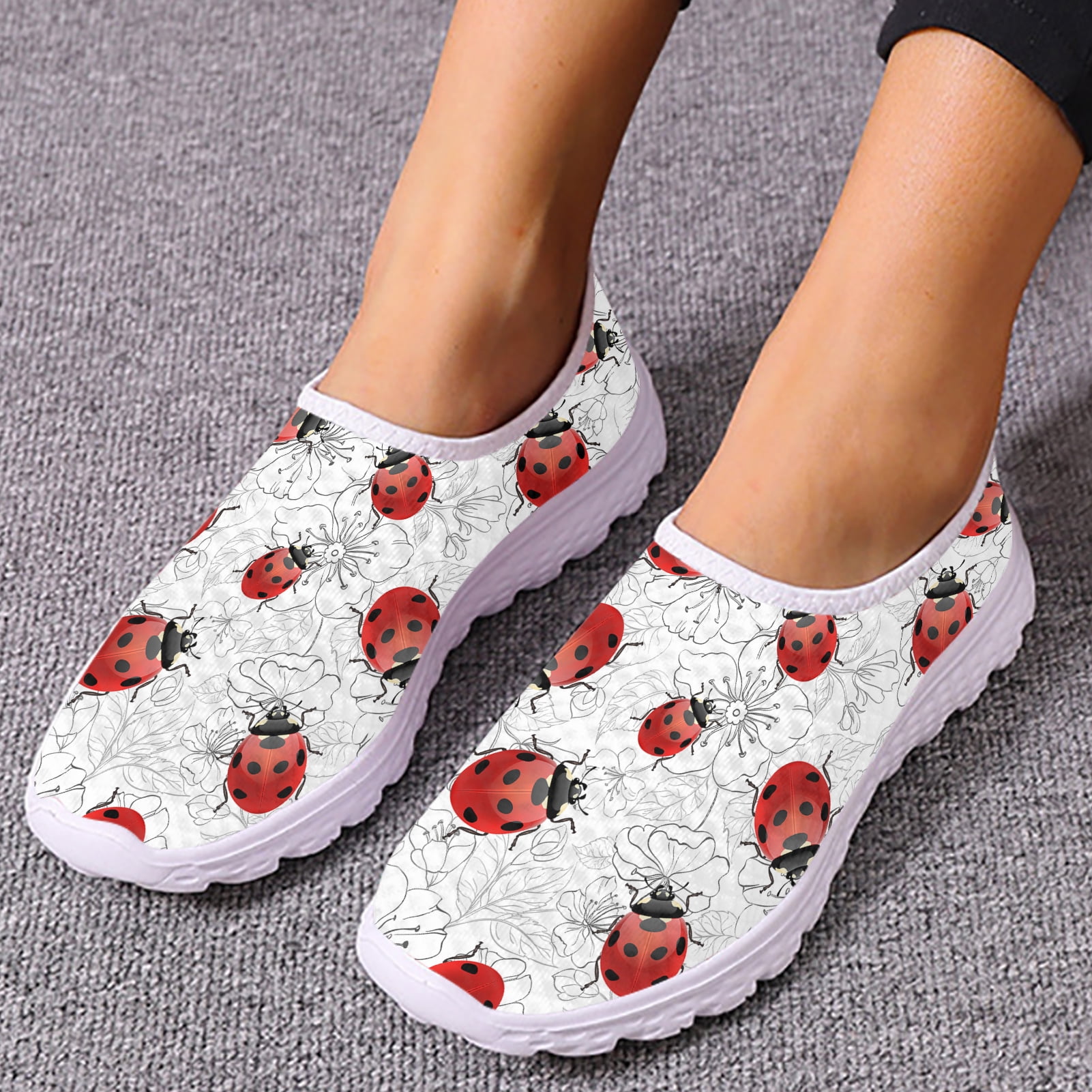 Cartoon Seven Star Print Breathable Loafers Insect Print Slip On Shoes ...
